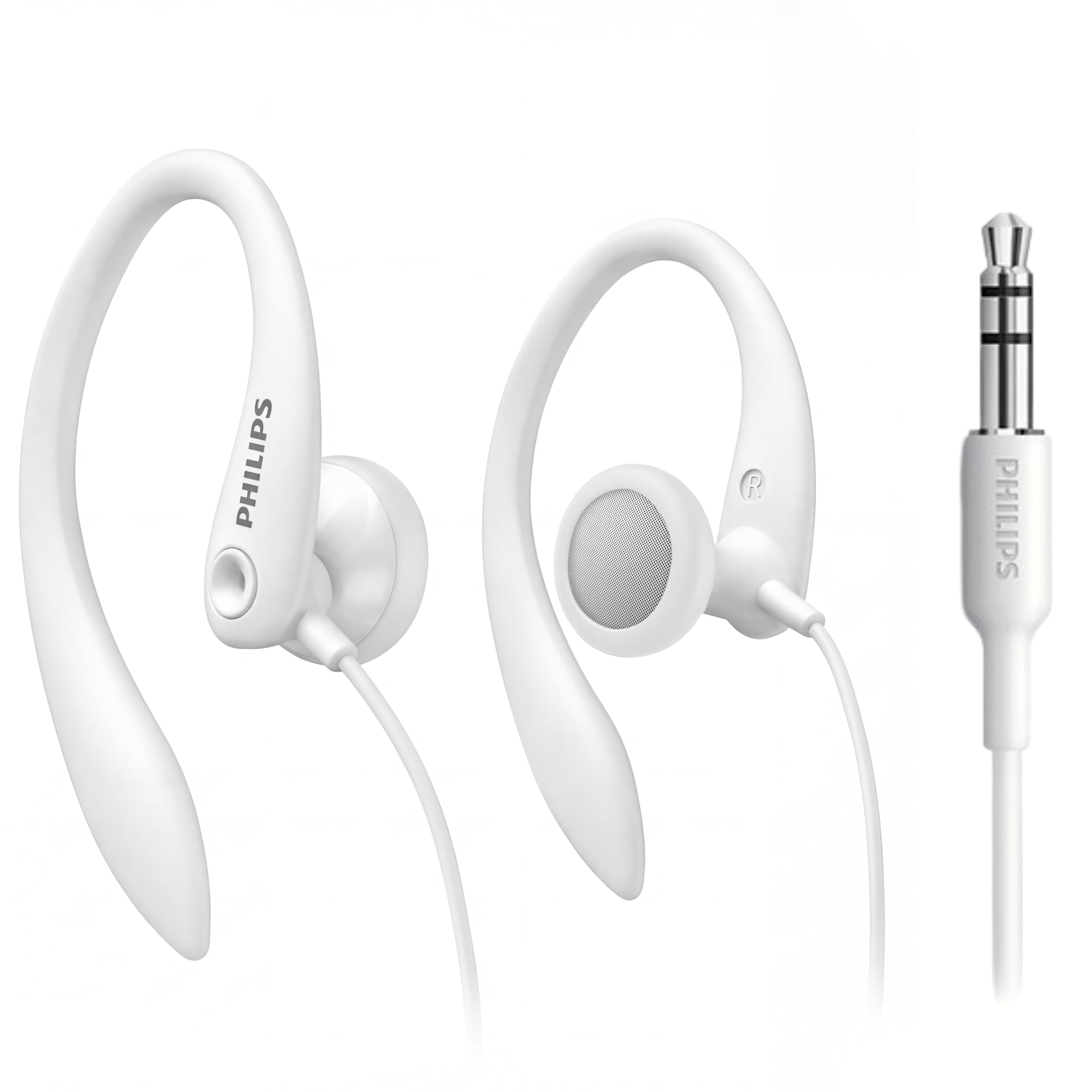 Philips Wired Earhook Headphones, 15mm Driver, Secure Fit, 1.2m Cable ...