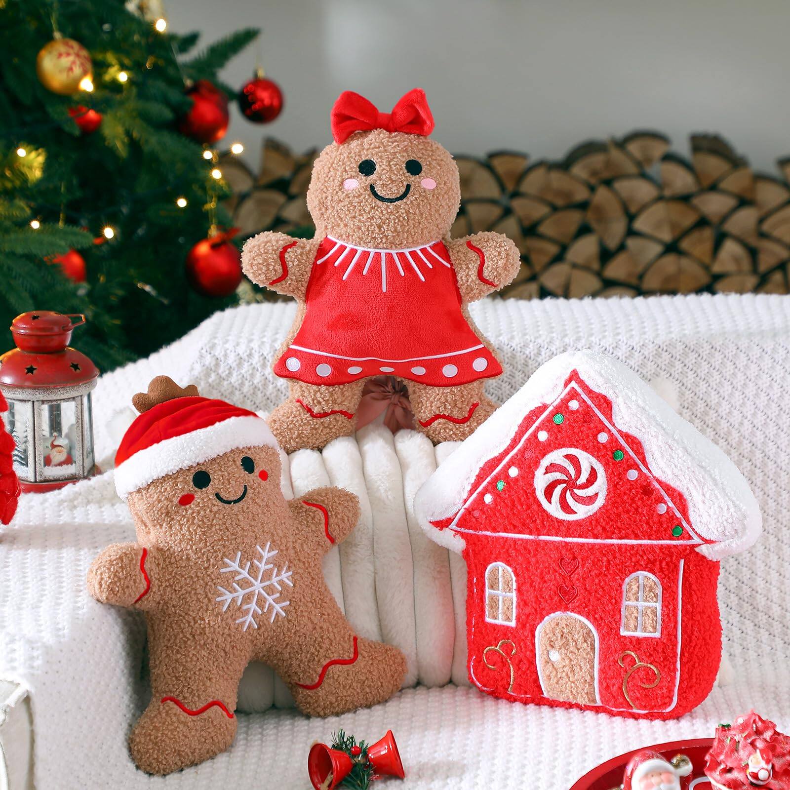 Paradigms Interiors - 3 Christmas Gingerbread Pillows House Man Throw ...