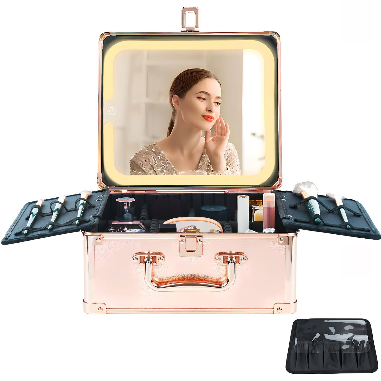 VEGA AUTOMOTIVE Makeup Organizer Box With Detachable Lighted Mirror ...