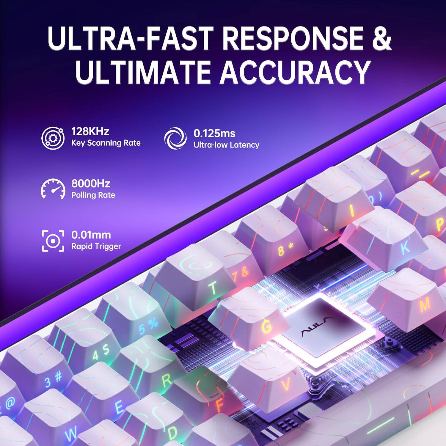 AULA Hero68 HE 60 Key Wired Hall Effect Gaming Keyboard, RGB, Rapid ...