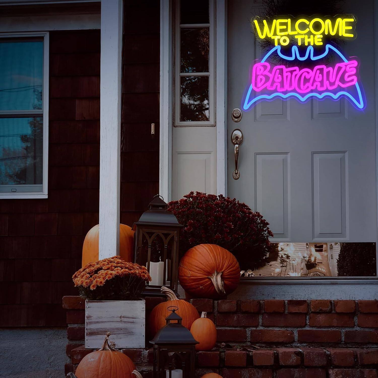 Auledio Bat Cave Neon Sign Wall Decor, Halloween Deocr, Room, Funny ...