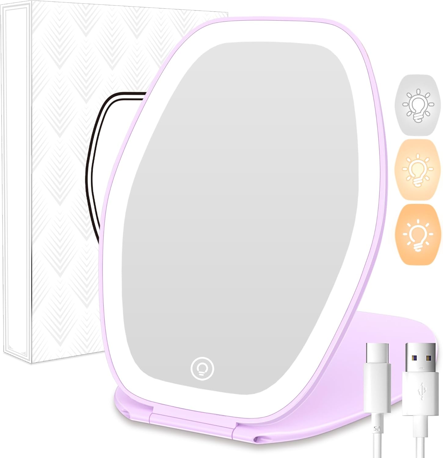 Stamp n Camp Travel Makeup Mirror with Light: 3 Color Lighting Portable ...