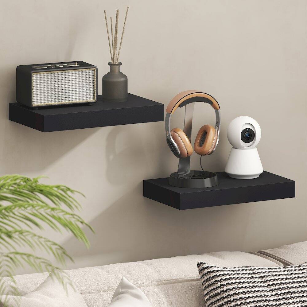 Furinno TANNA Set of 2 Floating Shelves for Wall, 9 x 16 Wall Shelf ...