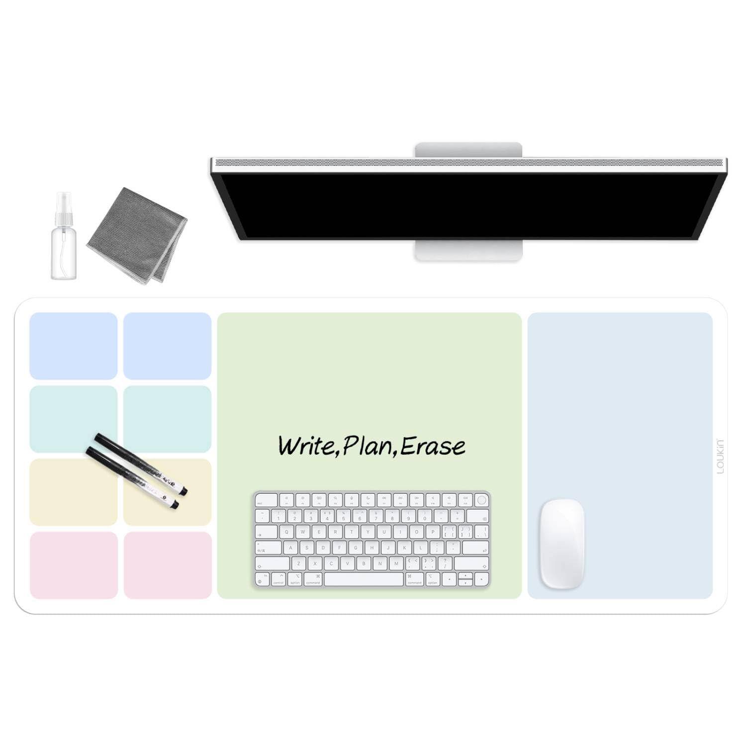 Fabibe Erasable Dry Erase Desk Mat Mouse Pad Writing White Board Non ...