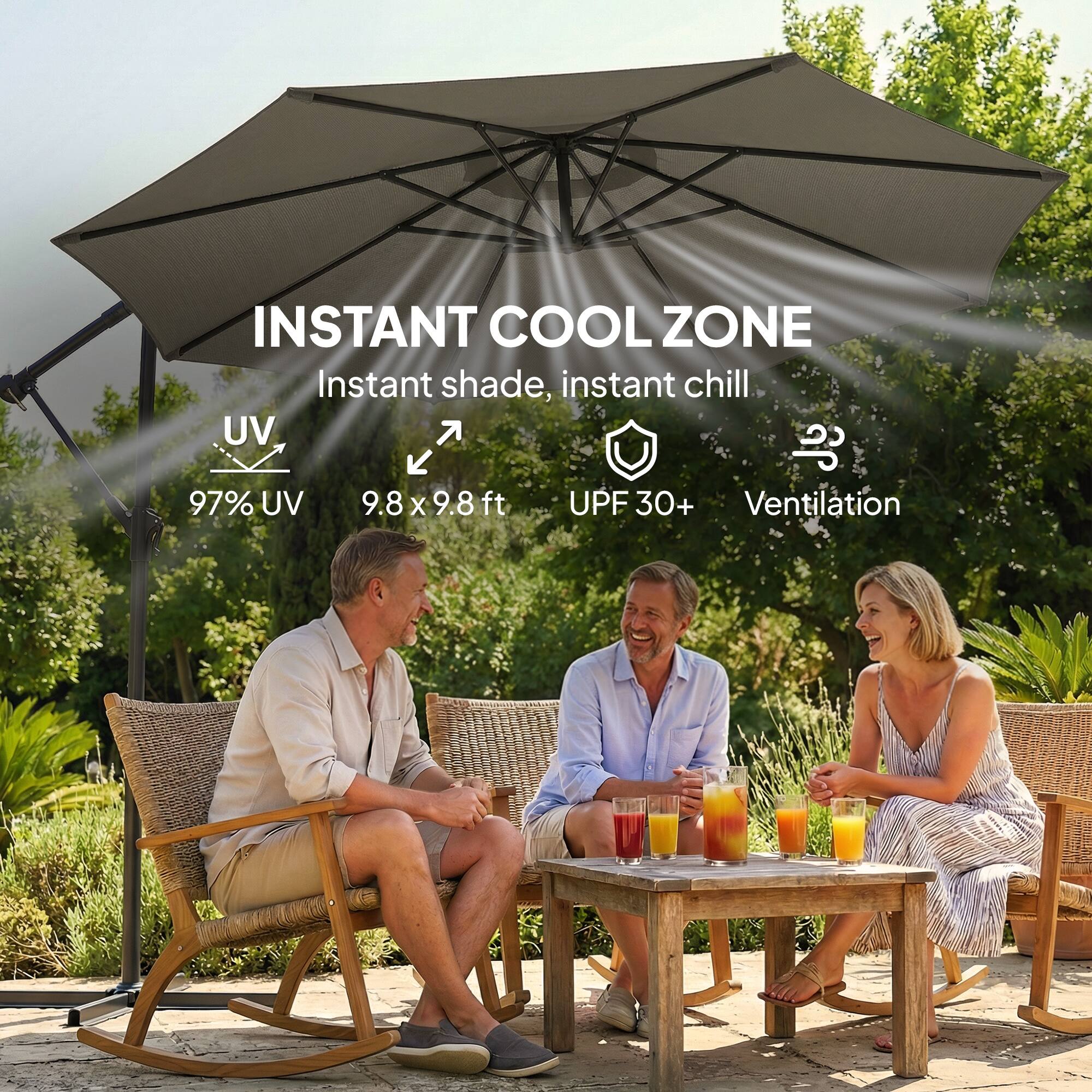 Outsunny ft Offset Patio Umbrella with Cover, Hanging Cantilever ...