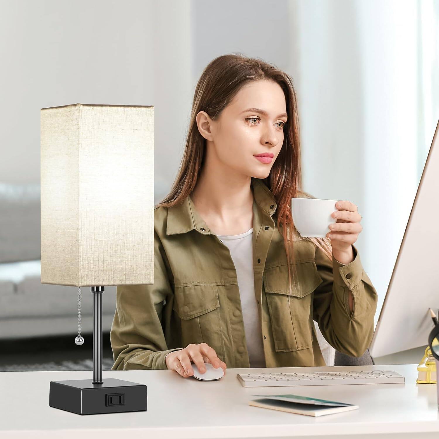 Stamp n Camp 15'' Table Lamp for Bedroom set of 2 3 Color Bedside Lamps ...