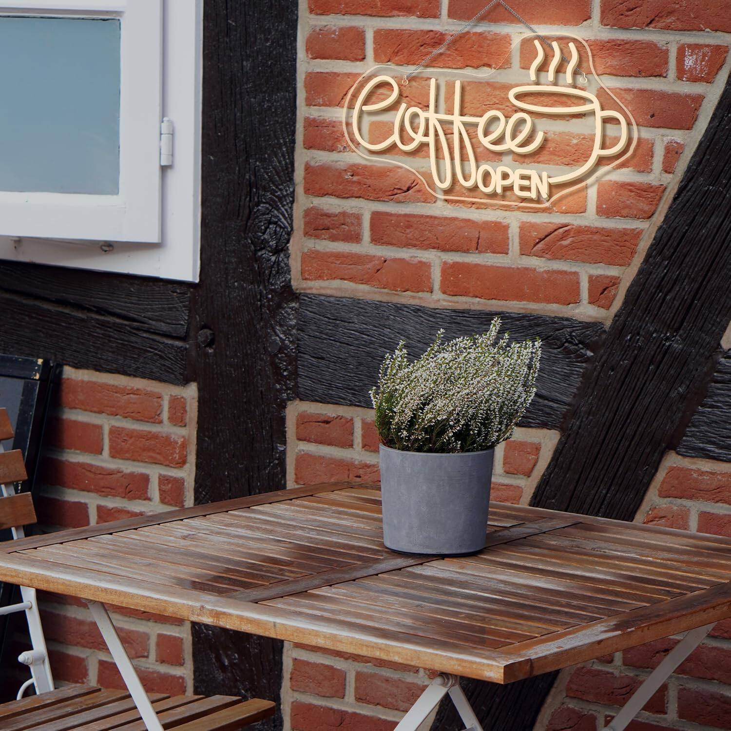 Auledio Coffee Open Neon Sign Light Up Modern Led Sign for coffee bar ...