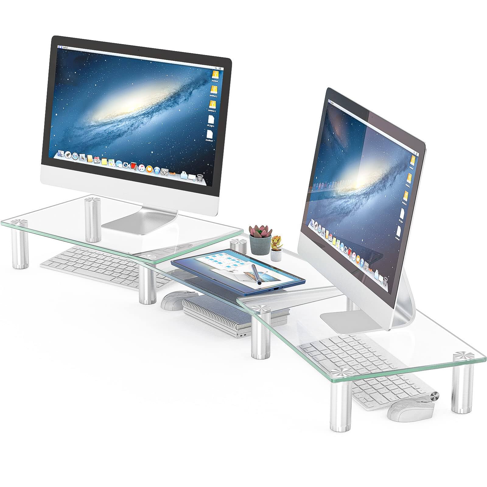 Cedar Assembly Dual Monitor Stand adjustable Length And Angle Riser ...