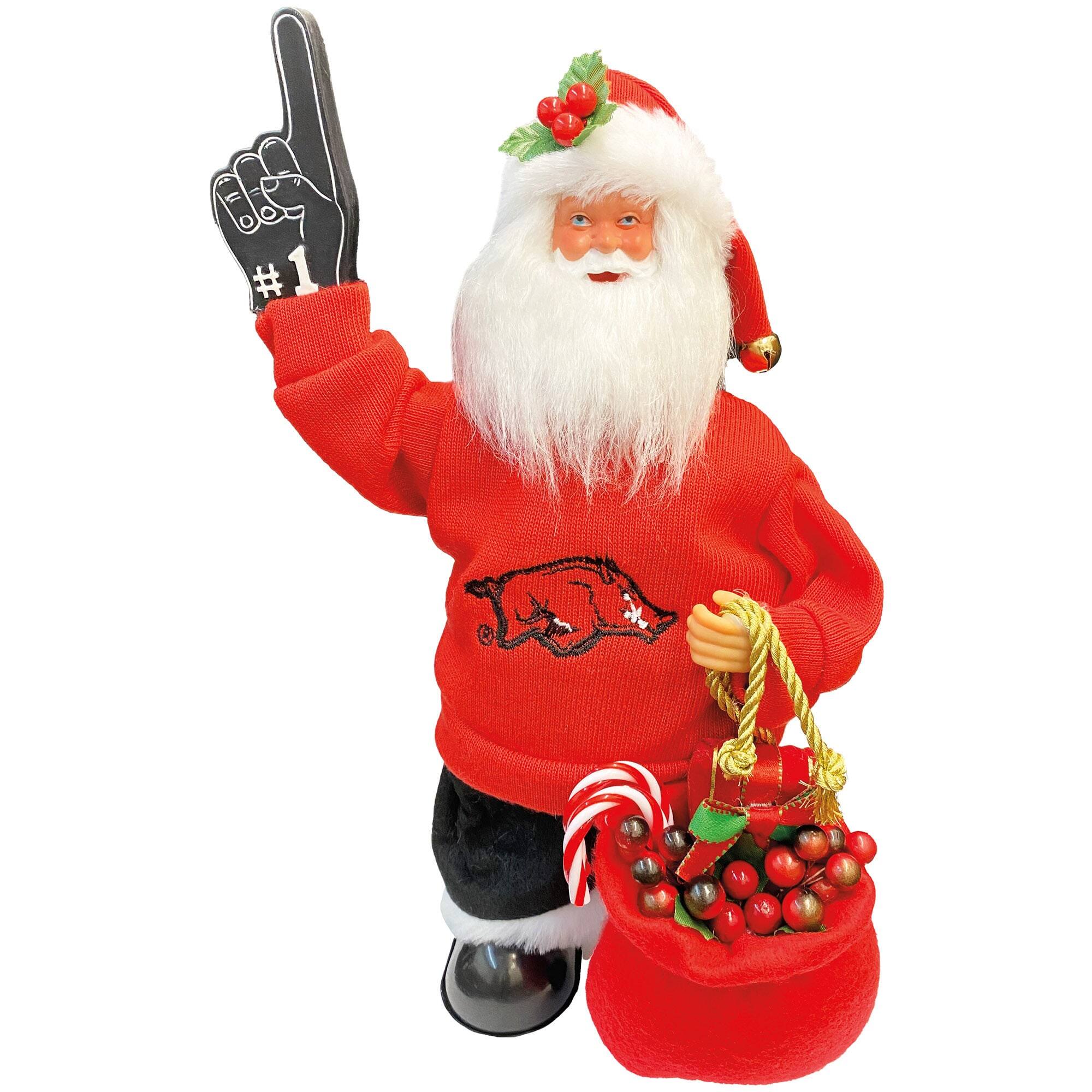 Santa's Workshop Arkansas Razorbacks 12" Animated Musical Santa Red ...