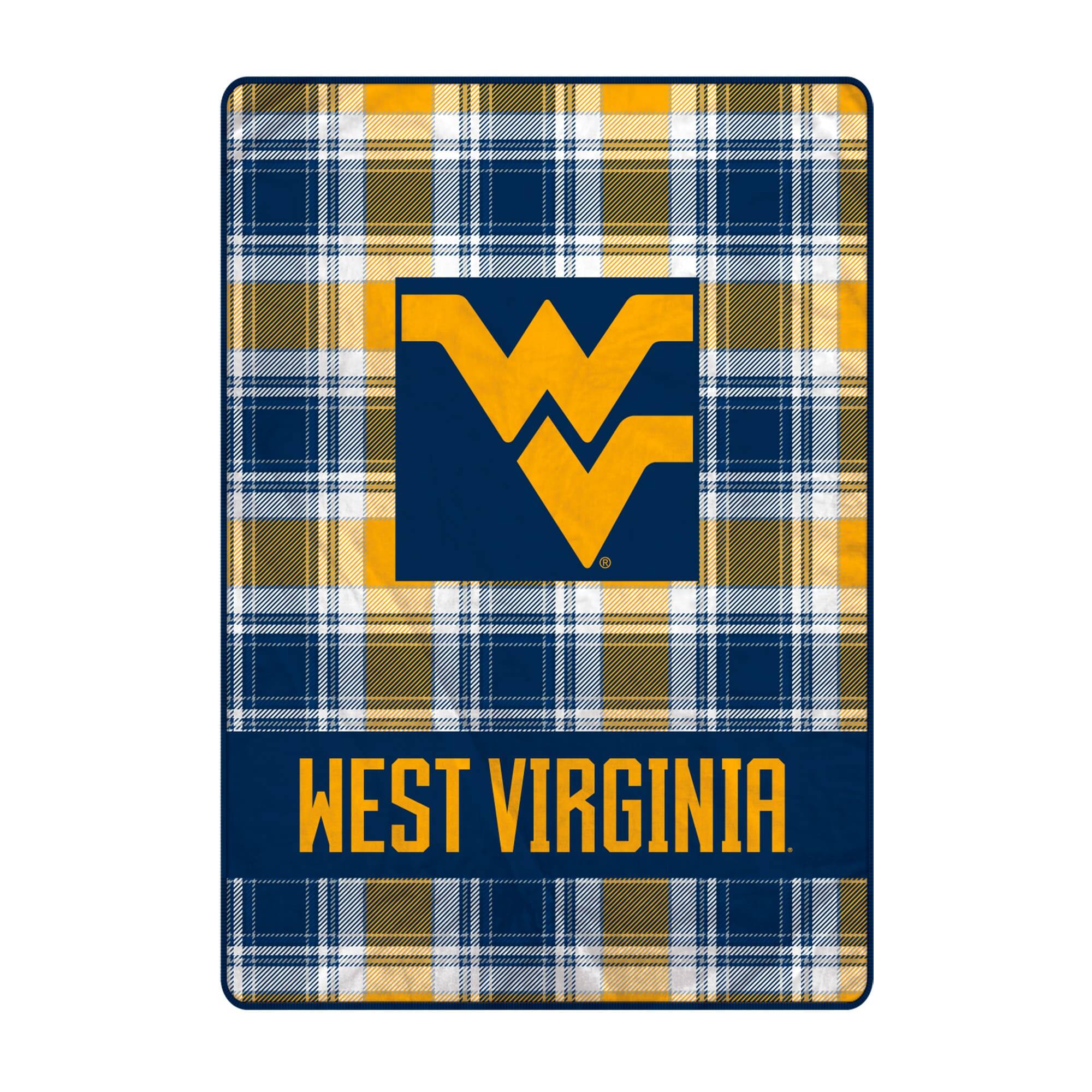 Pegasus West Virginia Mountaineers 66" x 95" Oversized Plaid FAN-mily Ultra Cozy Blanket ...
