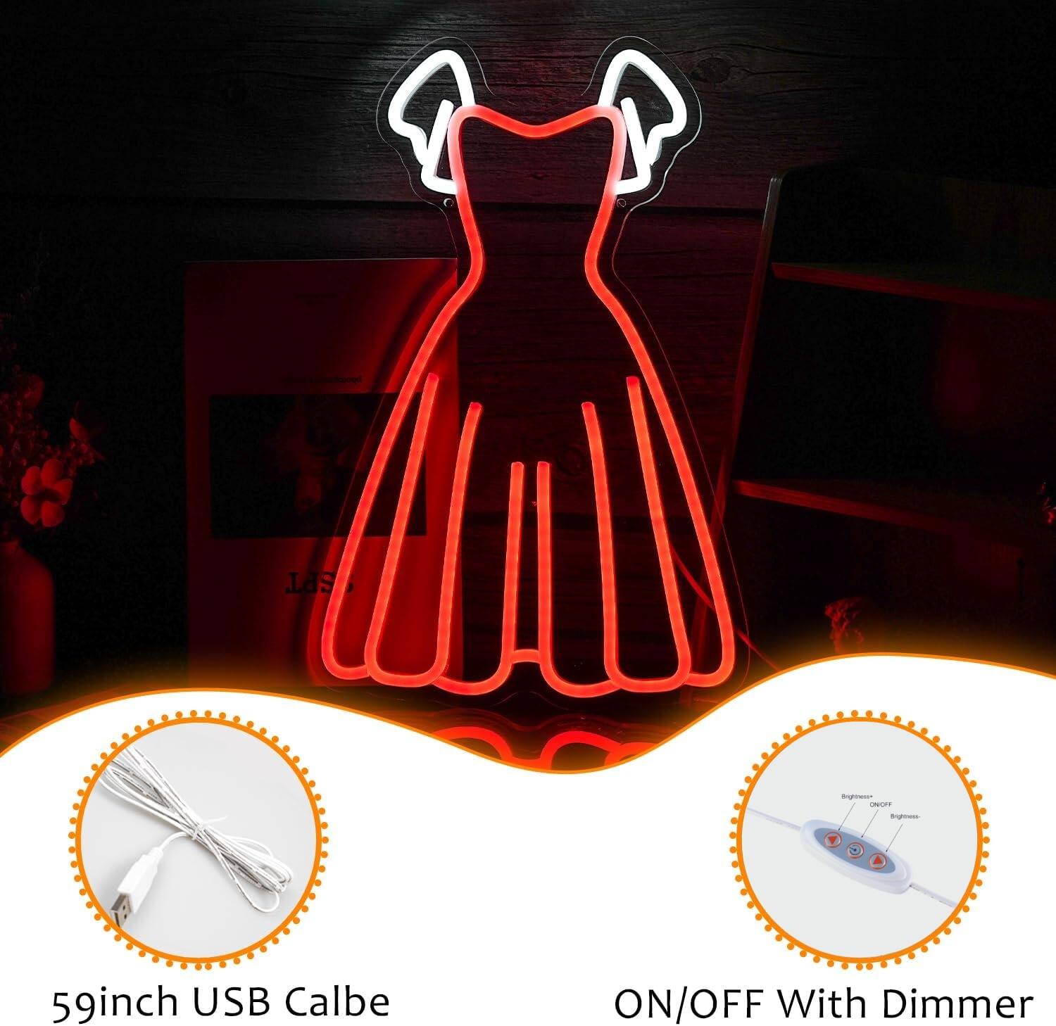 Auledio Neon LED Skirt Lights Sign for Wall Decor Dimmable, Fitting ...