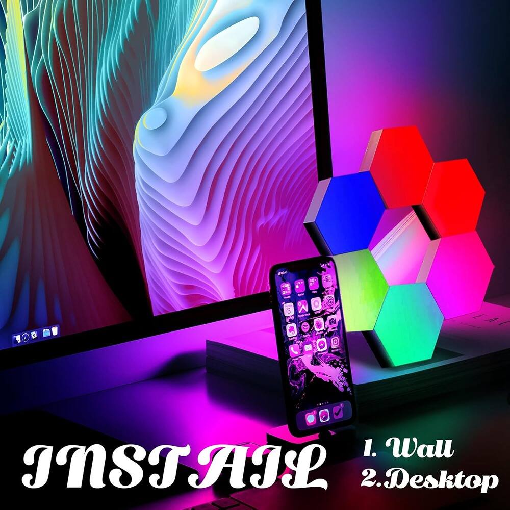 Schertz Smart RGB Hexagon LED Wall Lights with App & Remote Control ...