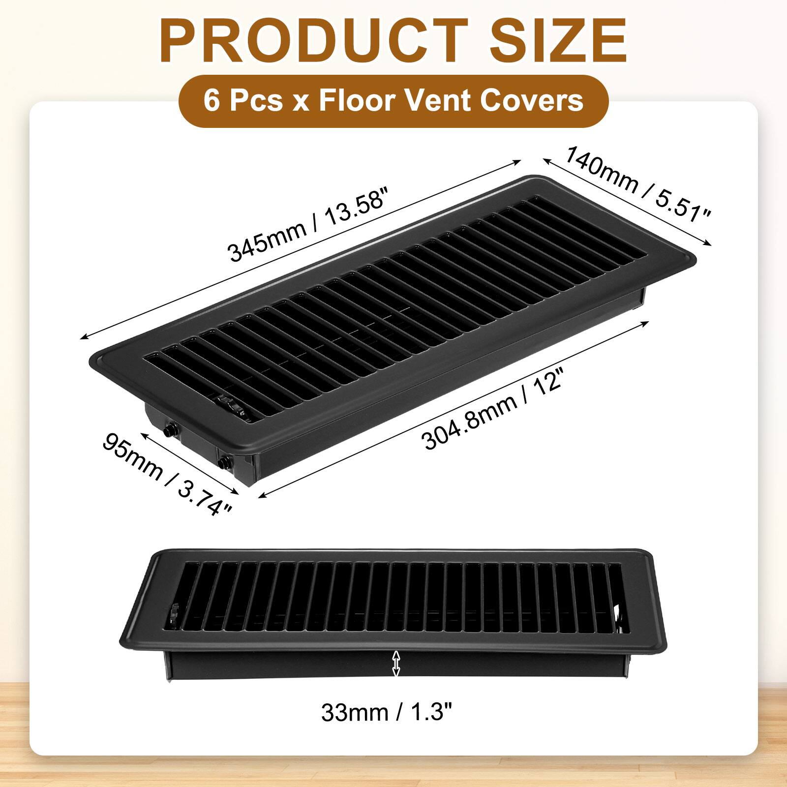 Unique Bargains 4x12 Inch Floor Vent Covers, 6pcs Heavy Duty Metal ...