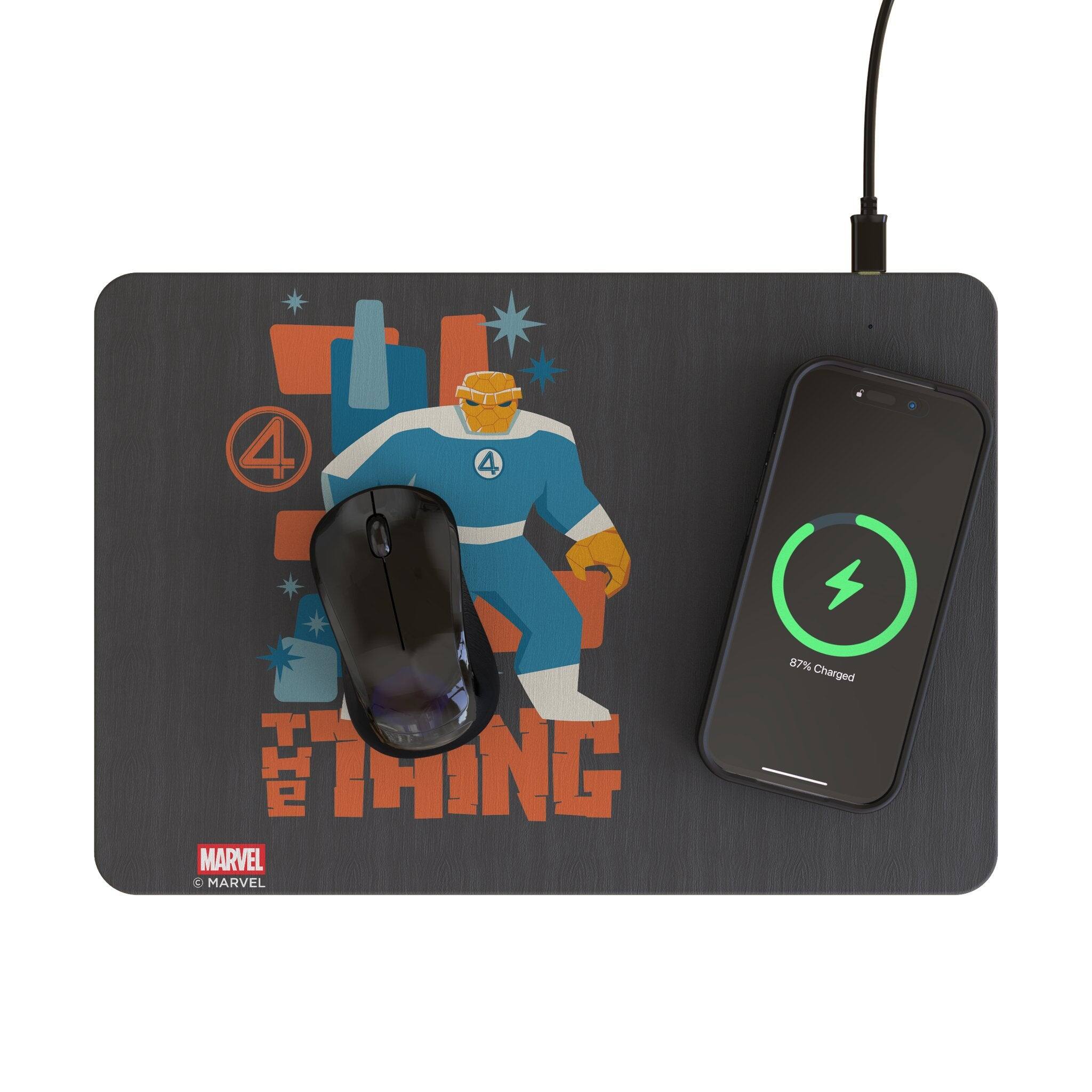 Keyscaper Marvel Badge 15 Watt Wireless Charger and Mouse Pad The Thing ...