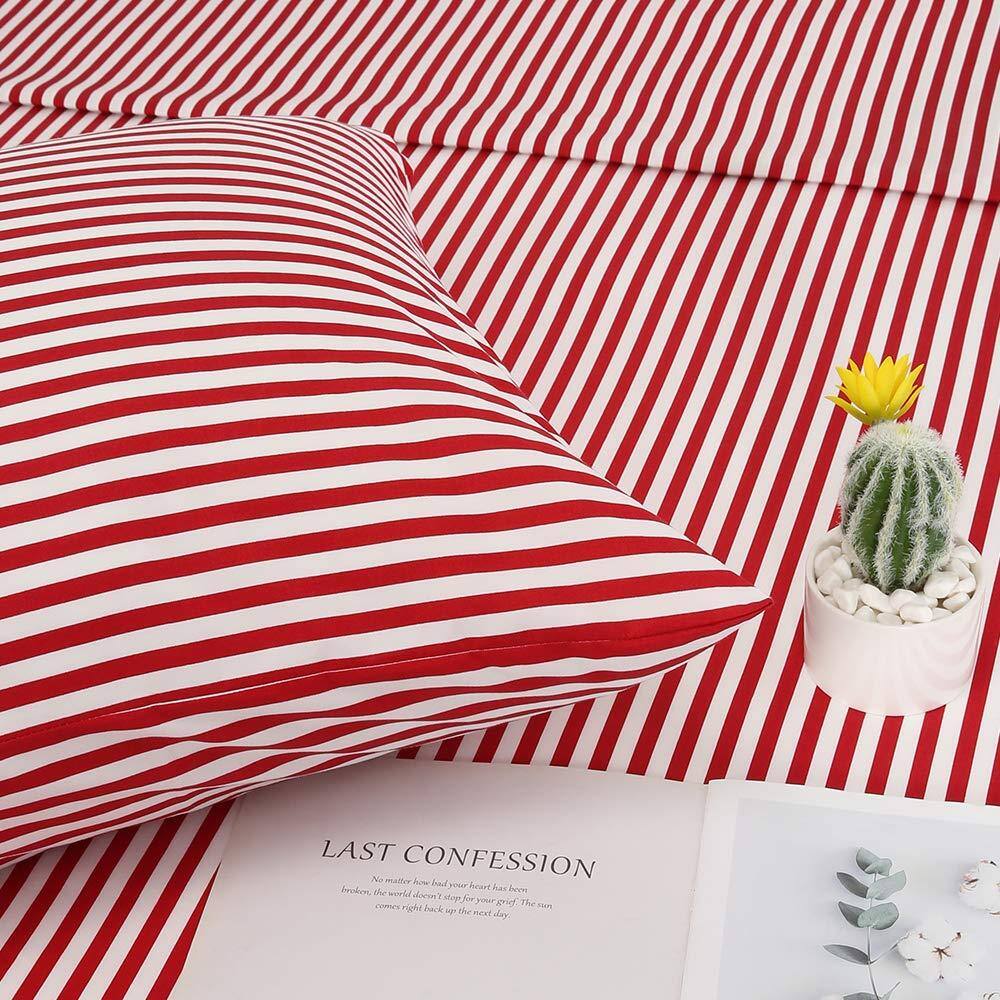 PARKER SLATER Ticking Stripe Sheet Set 4 Piece Queen Size Microfiber ...