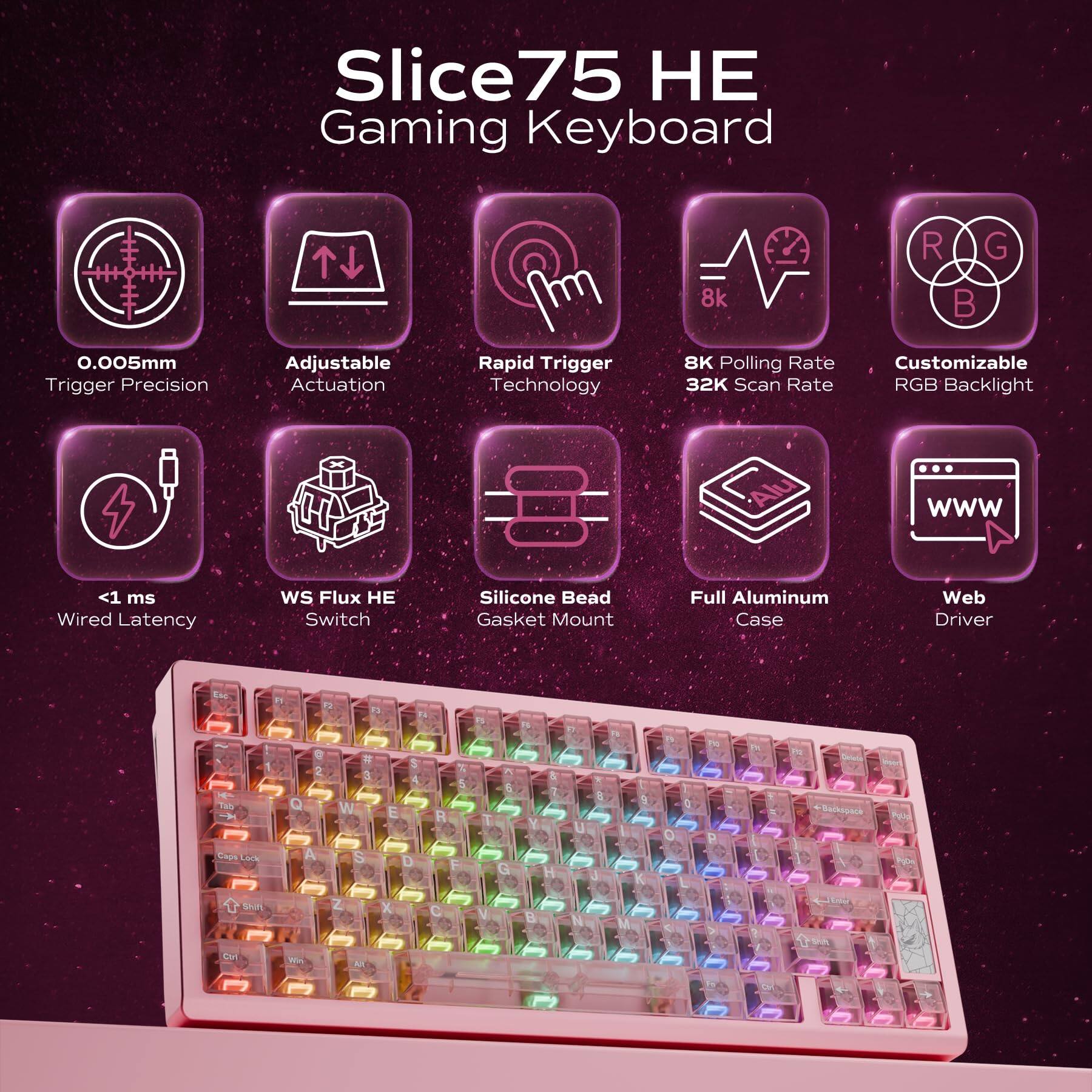 COTTAGE Chilkey Slice75 He Gaming Keyboard Hall Effect Aluminum With Flux Rapid Trigger 8k ...