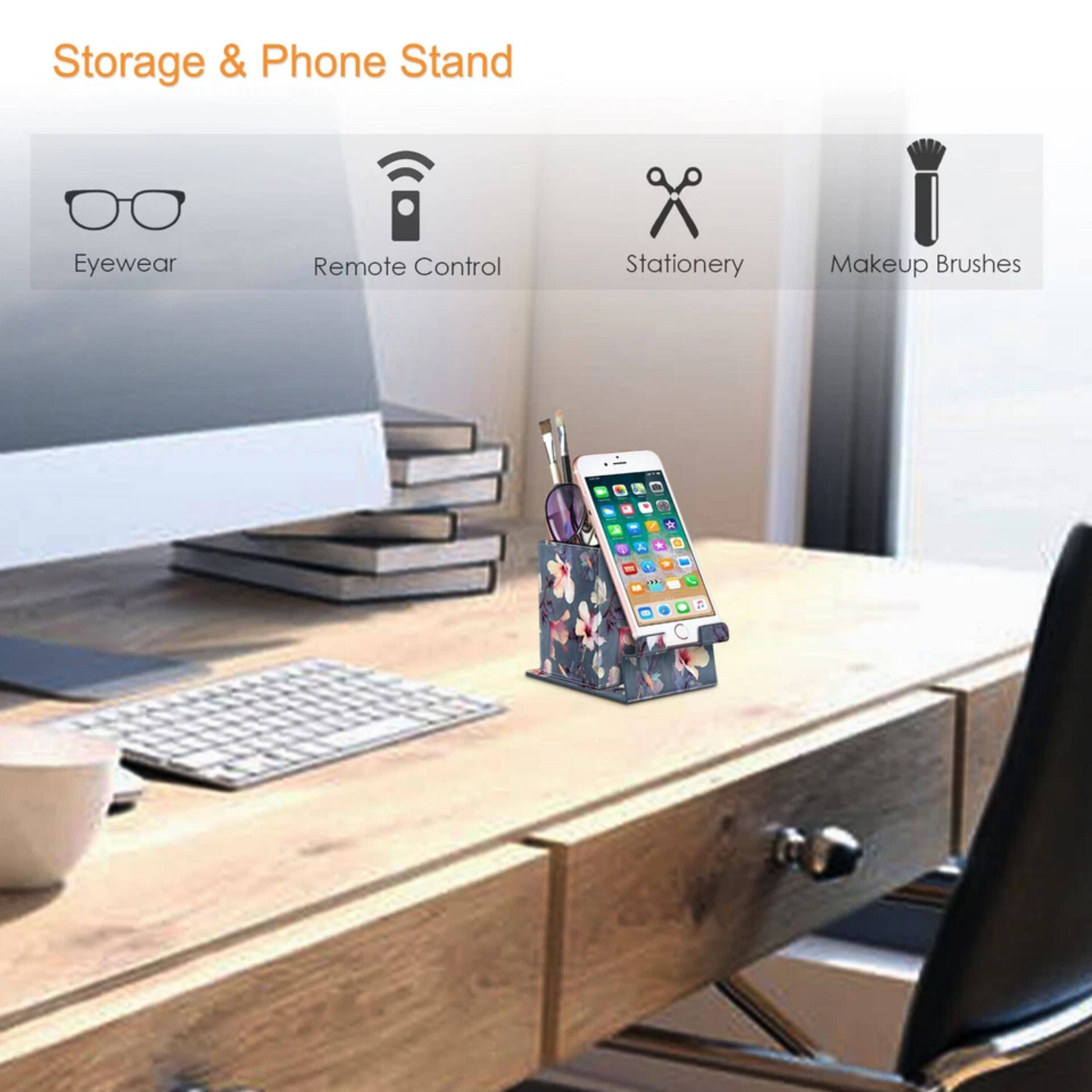 Kitcheniva Vegan Leather Phone Stand Desktop Organizer Eyeglasses ...