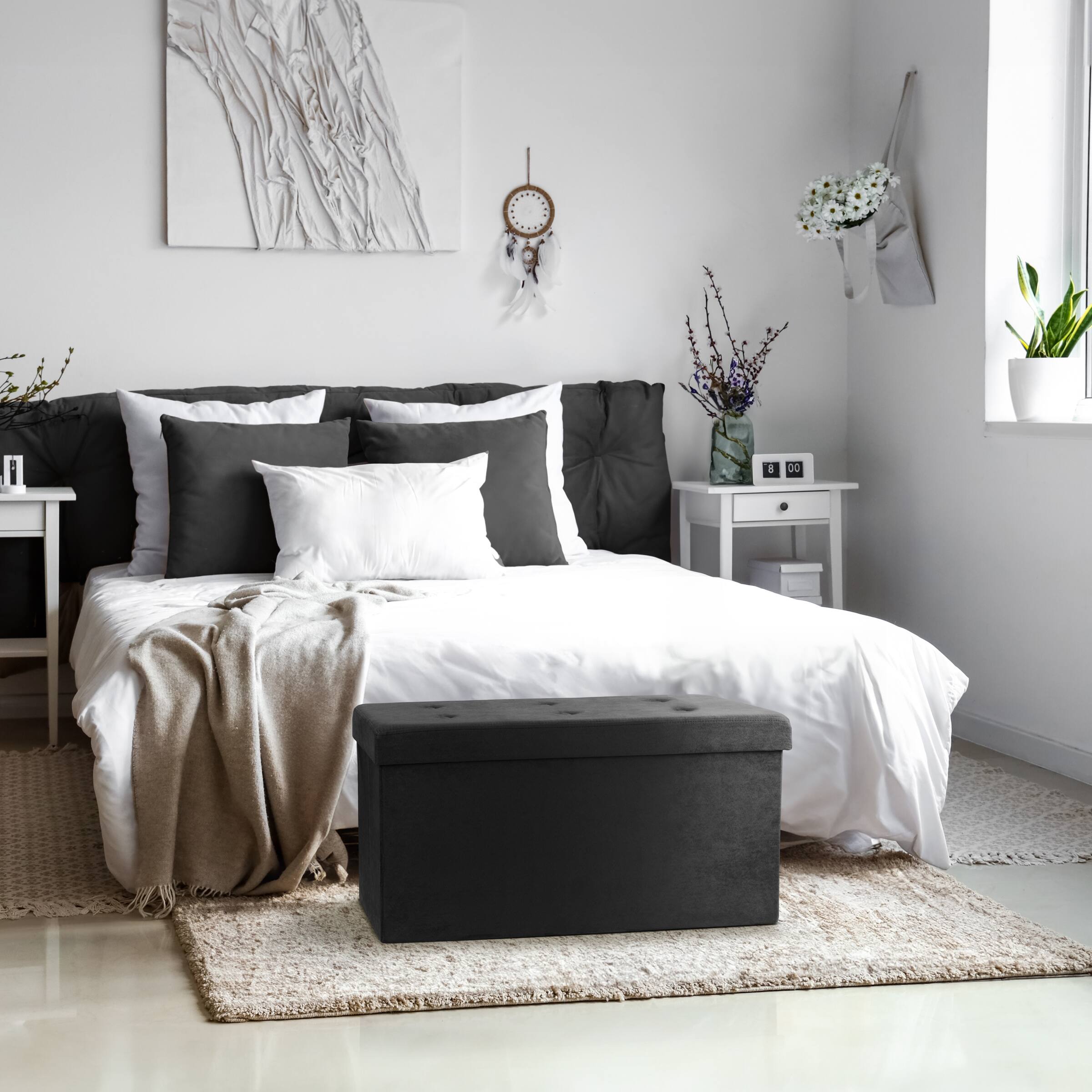 Sorbus Storage Ottoman Bench, Collapsible/Folding Bench Chest with ...