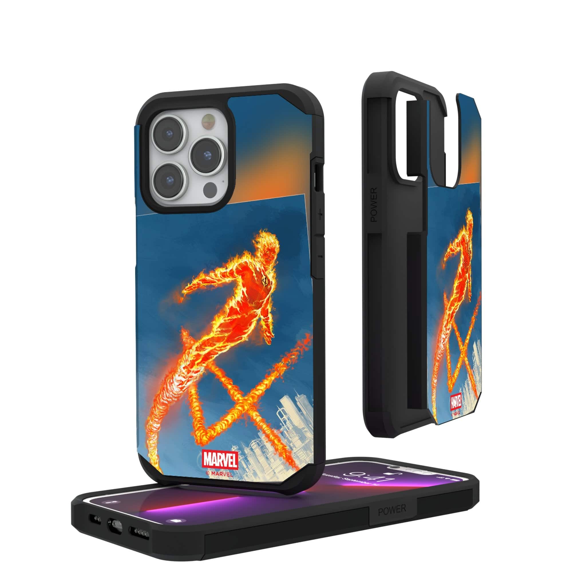 Keyscaper - Marvel Human Torch Cover Art Rugged Phone - Apple iPhone 16 ...