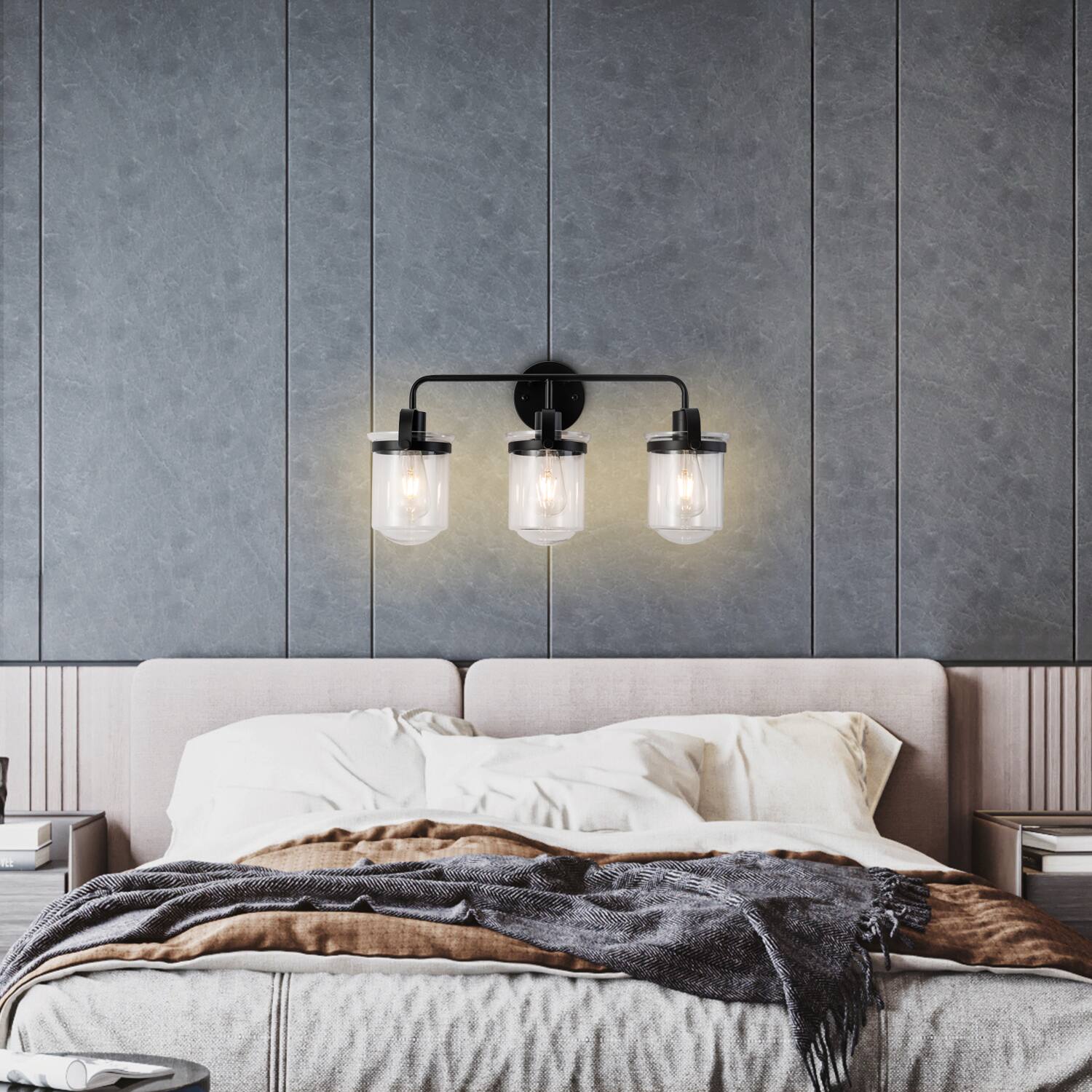 APRILSOUL 3 Light with Clear Glass Shade Modern Sconce Industrial ...