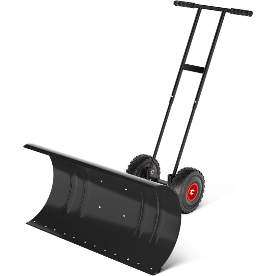Babevy 29in H Rod Wheeled Snow Pusher, Steel Plow, 5 Position ...