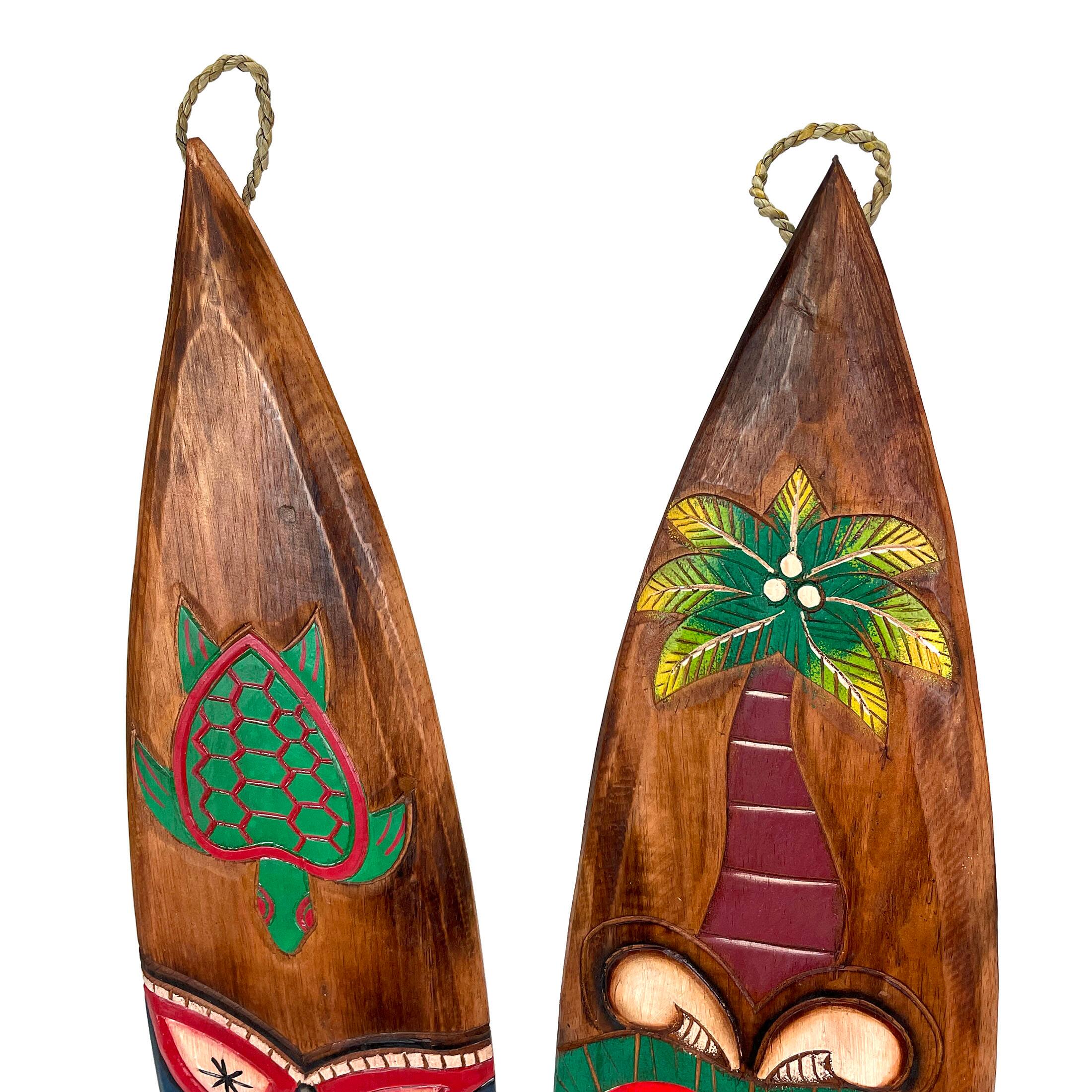 Chesapeake Bay Set of 2 Tiki Surfboard Wall Decor 39" Sea Turtle Palm ...