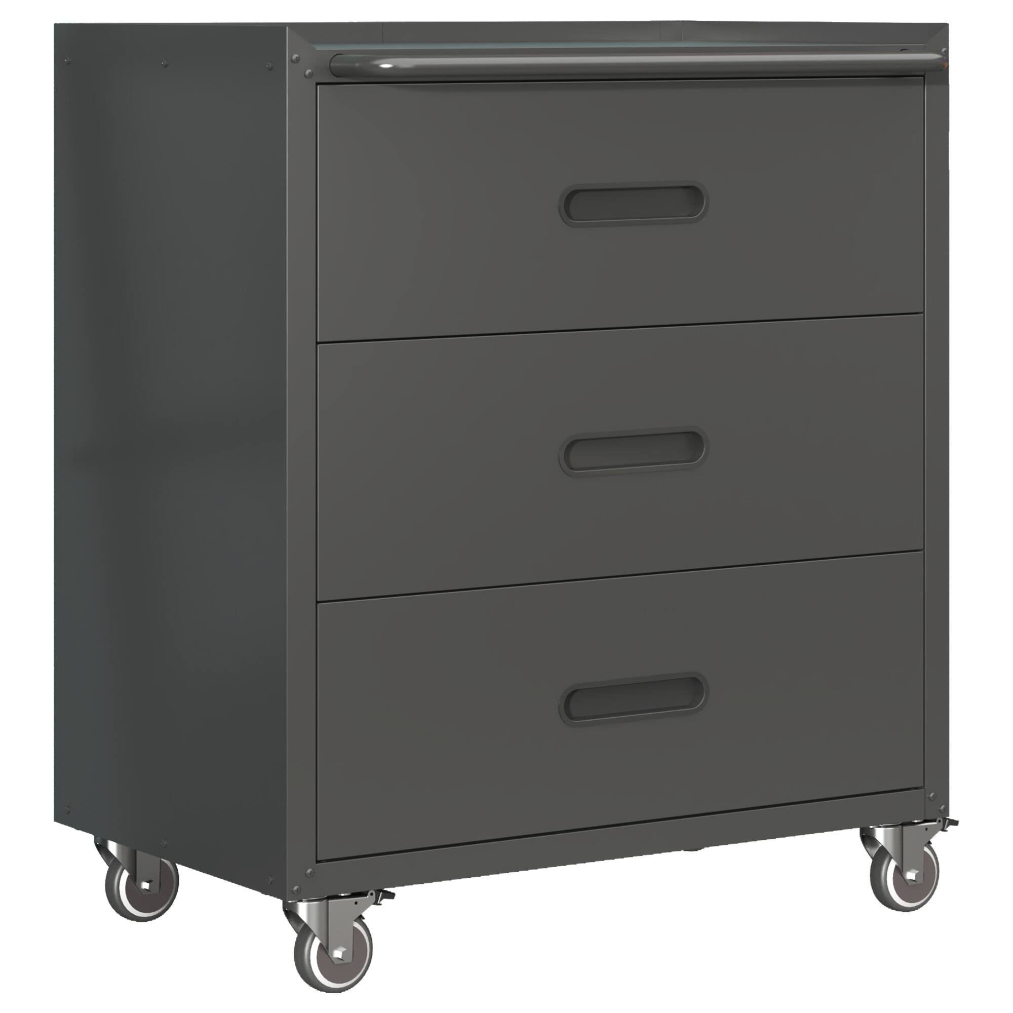 Cabinet APRILSOUL - Heavy-Duty Metal Storage with Wheels /Gray - Black ...