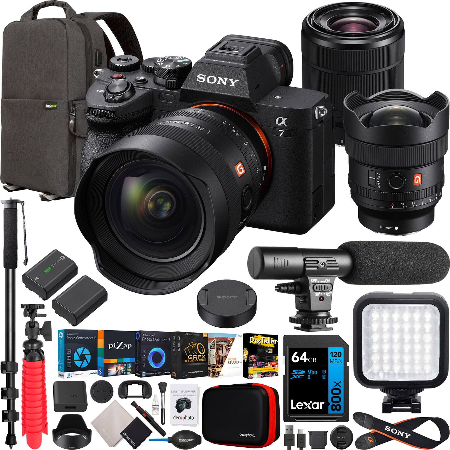 Sony a7 IV Full Frame Mirrorless Camera + 14mm F1.8 GM + 28 70mm 2 Lens ...