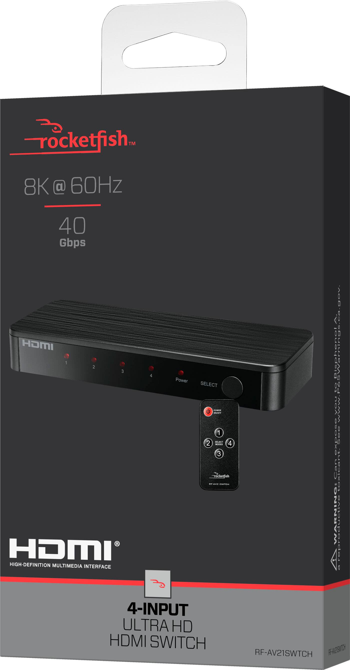 Rocketfish™ 4 Input 8K Ultra High Speed HDMI 2.1 Switch Black RF-AV21SWTCH - Best Buy