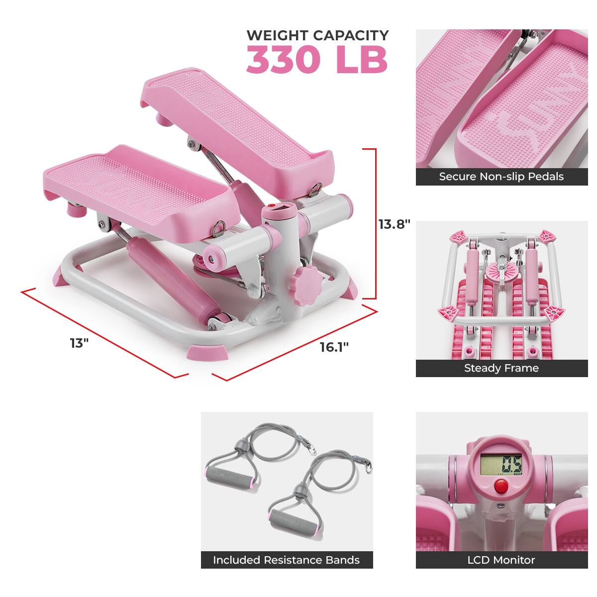 Sunny Health & Fitness Smart Mini Stepper Pink P2000SMART - Best Buy