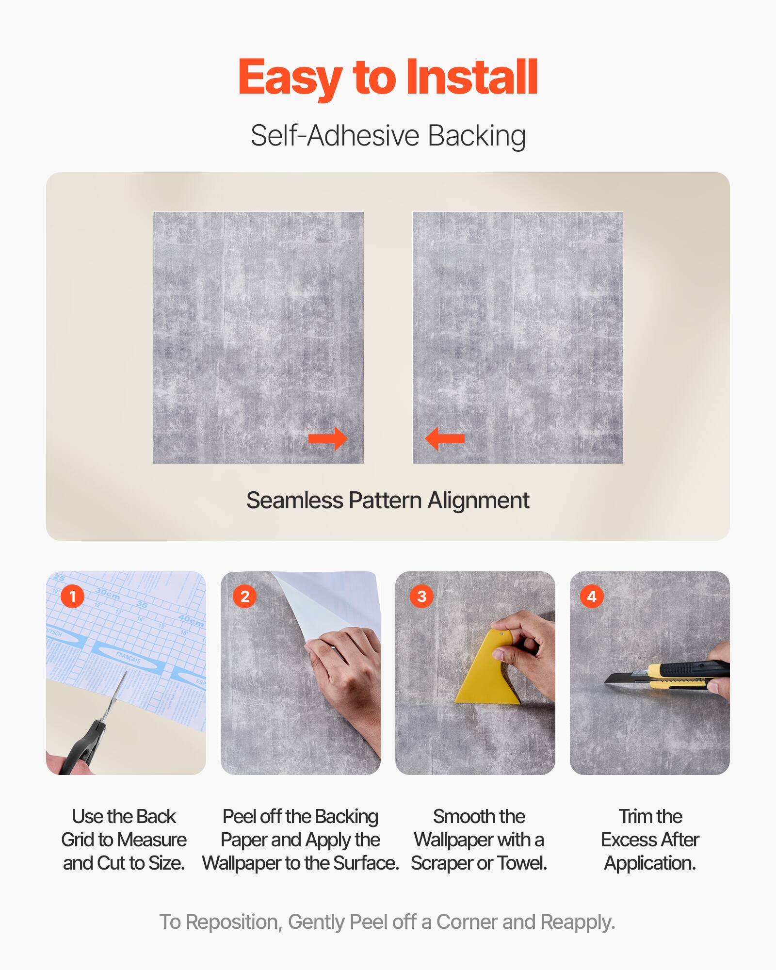 VEVOR Peel and Stick Wallpaper,15.7x590.5 inch Contact Paper Waterpoof ...