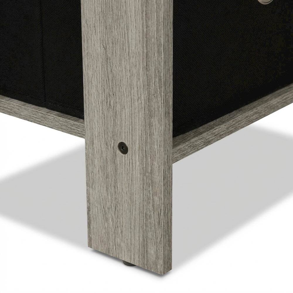 FurniFact Grey night stand with storage bin drawer French Oak Grey ...