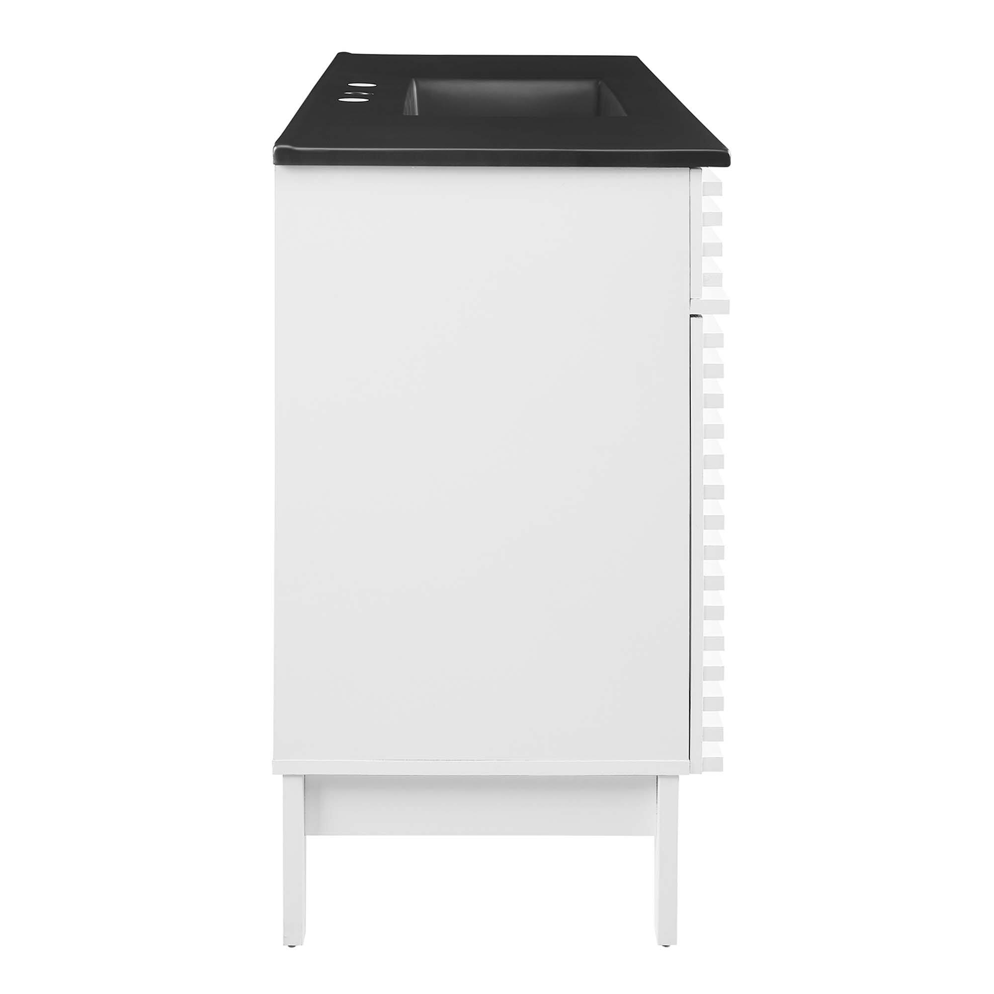 Modway Render 48" Bathroom Vanity with Black Basin Included White Black ...