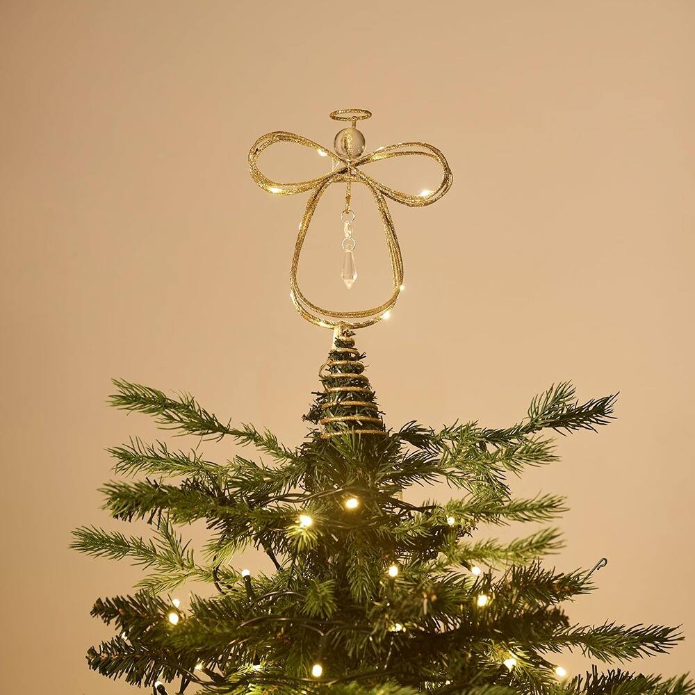 PARKER SLATER 10" Angel Tree Topper – Lighted, Timer, Battery Operated ...