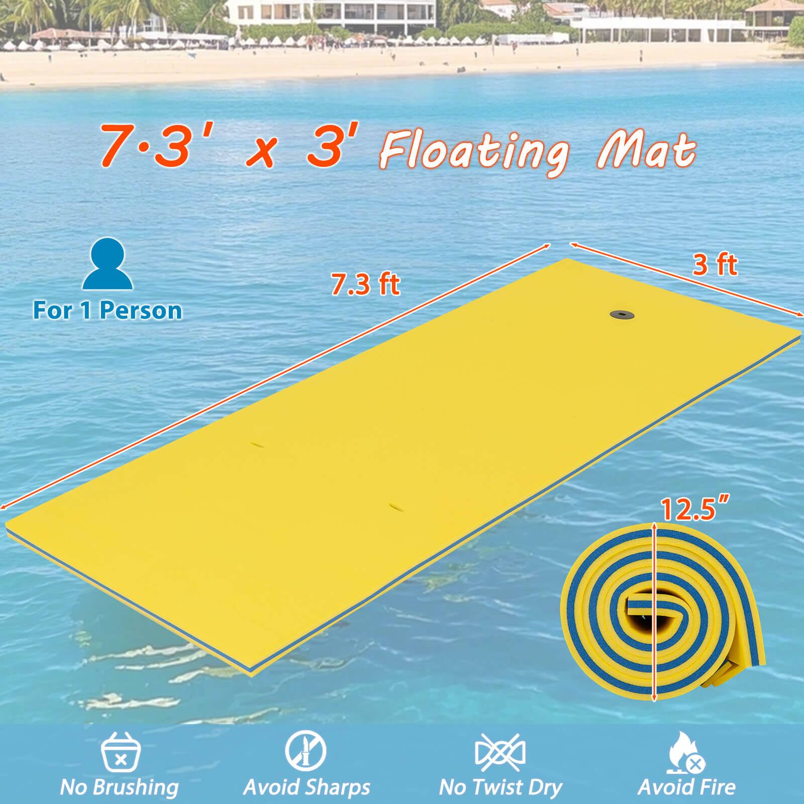 Costway 3 Layer Tear proof Water Mat Floating Pad Island Water Sports ...