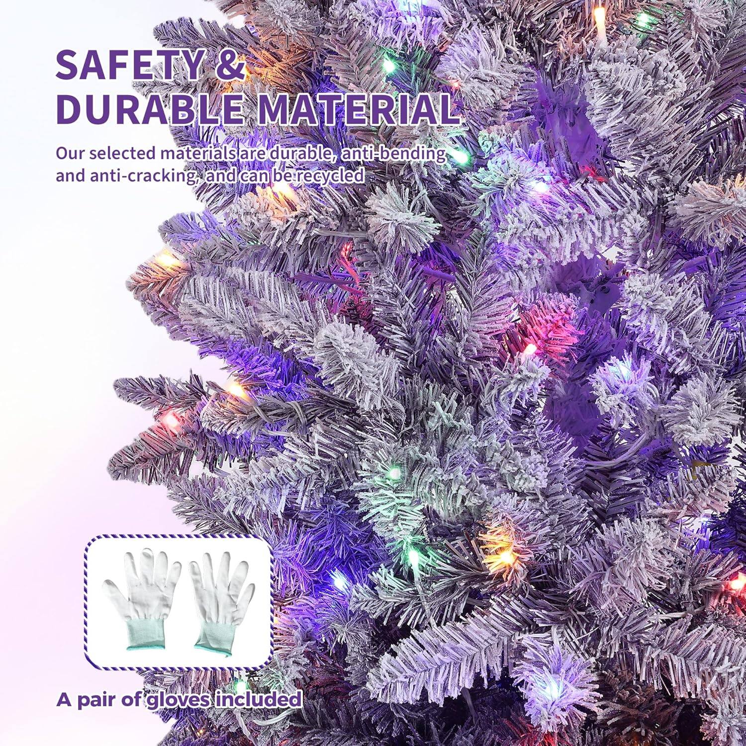 Maxxis Merch 7.5FT Pre Lit Pencil Christmas Tree, Purple Gradient Snow ...