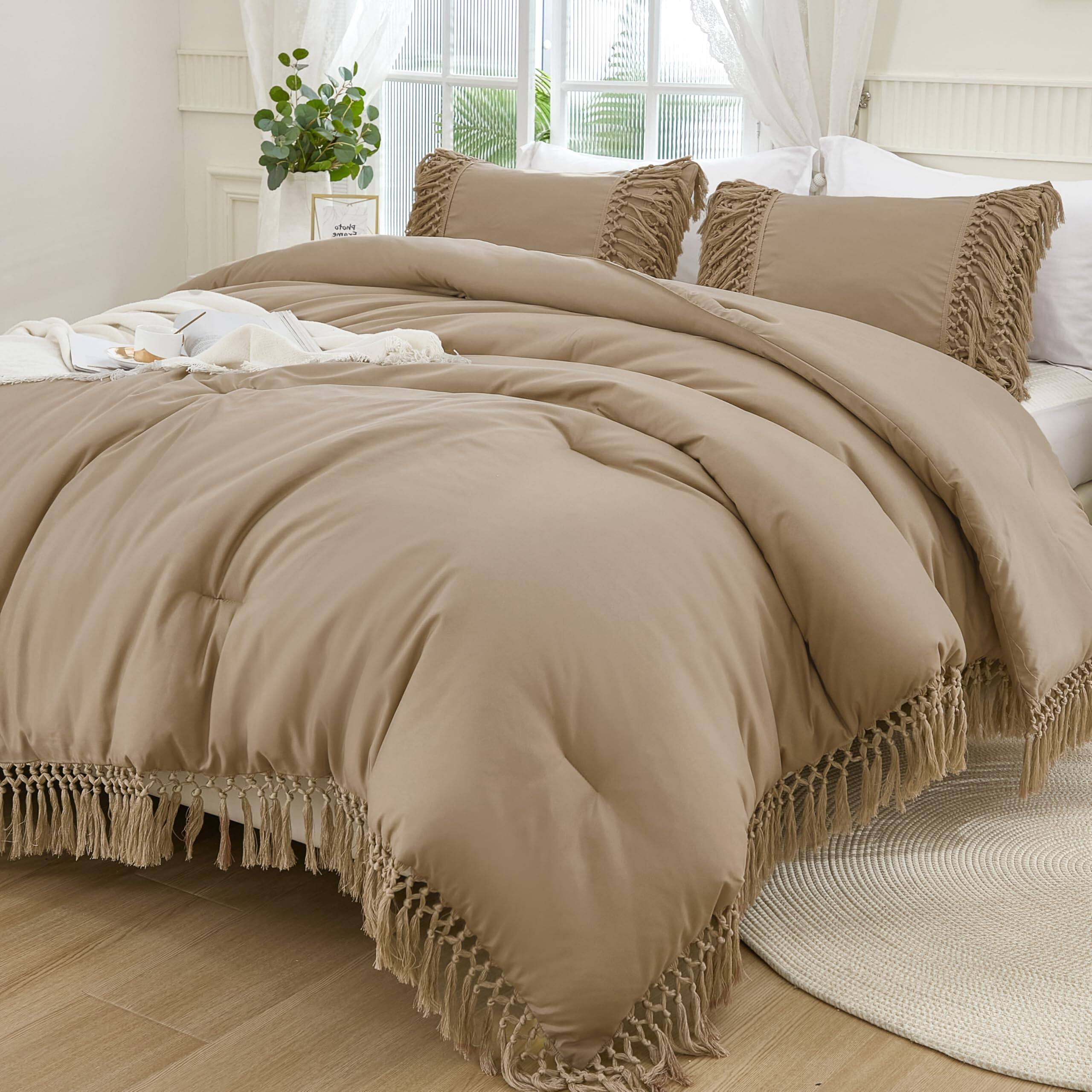 Cedar Assembly - Comforter Set 3 Pieces Boho Tassel Lightweight Soft ...