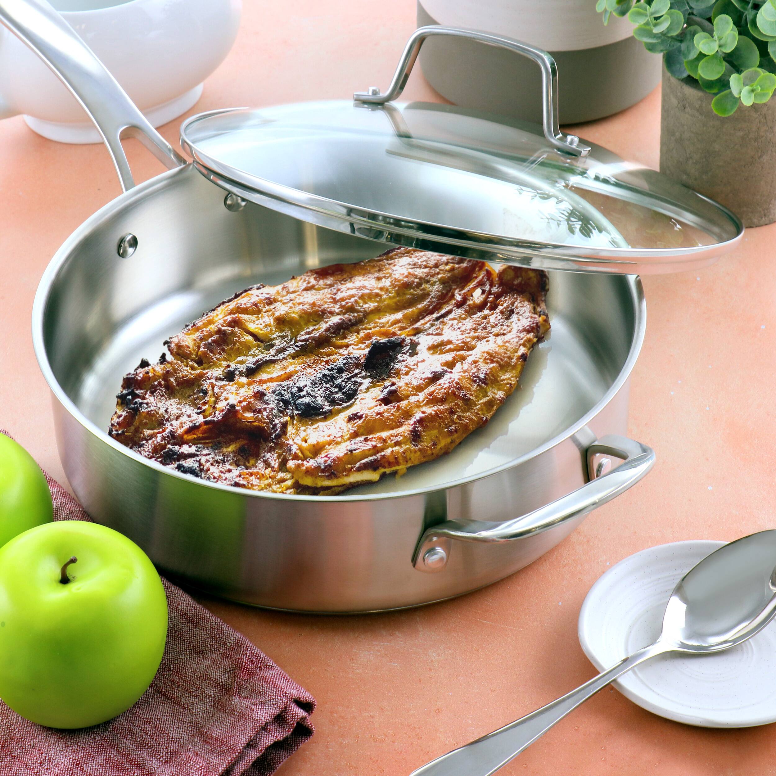 Martha Stewart Everday Midvale 4 Quart Stainless Steel Saute Pan with ...