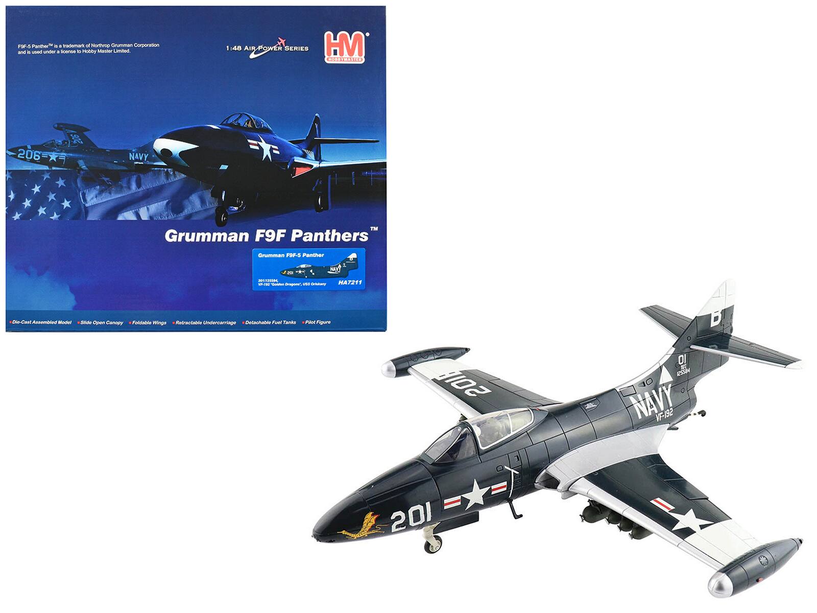 Hobby Master Grumman F9F 5 Panther Aircraft "VF 192 Golden Dragon USS ...