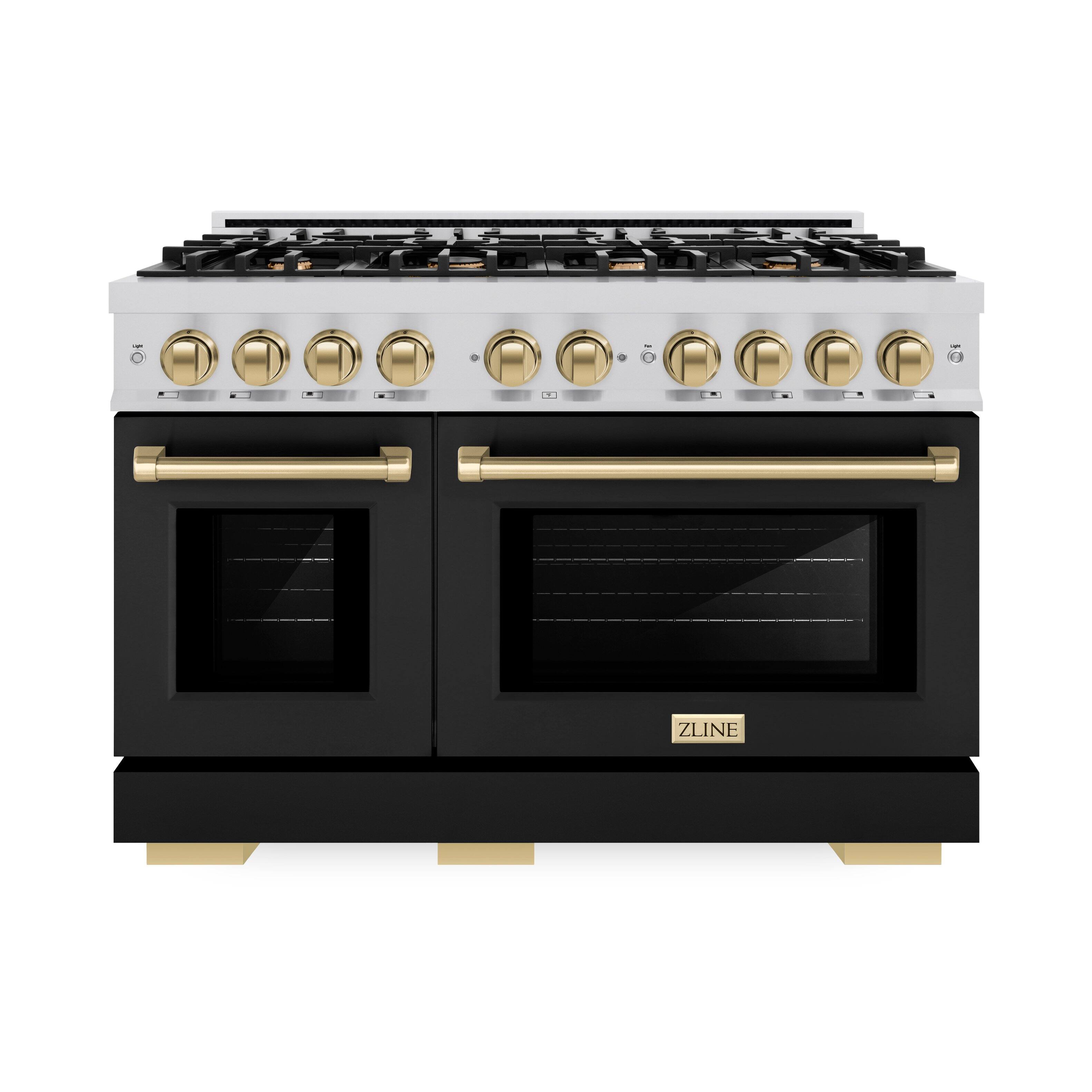 ZLINE Autograph 48" Select Double Oven Dual Fuel Range w/ Black ...