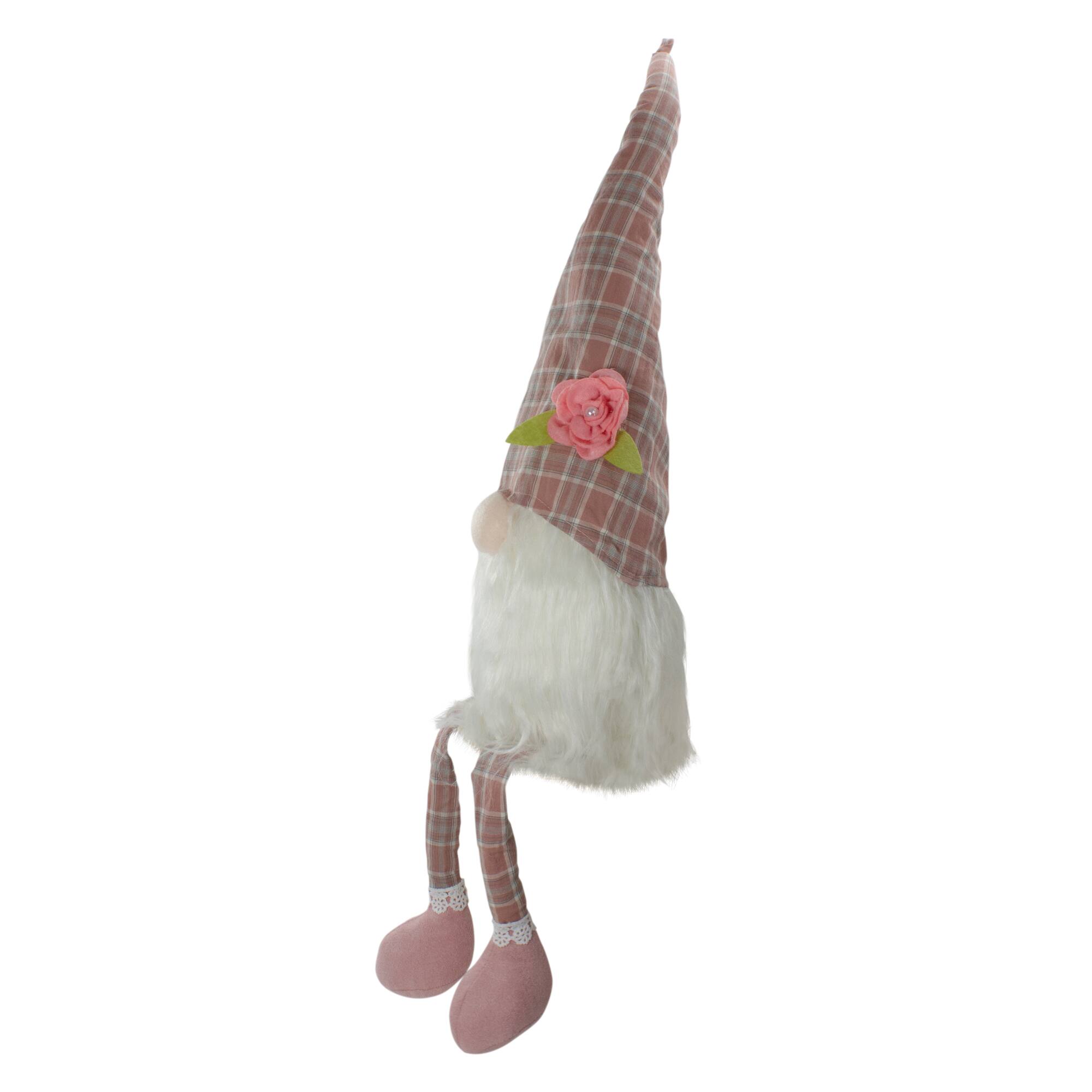 Northlight Plaid Spring Gnome Figure with Dangling Legs 29" and White ...