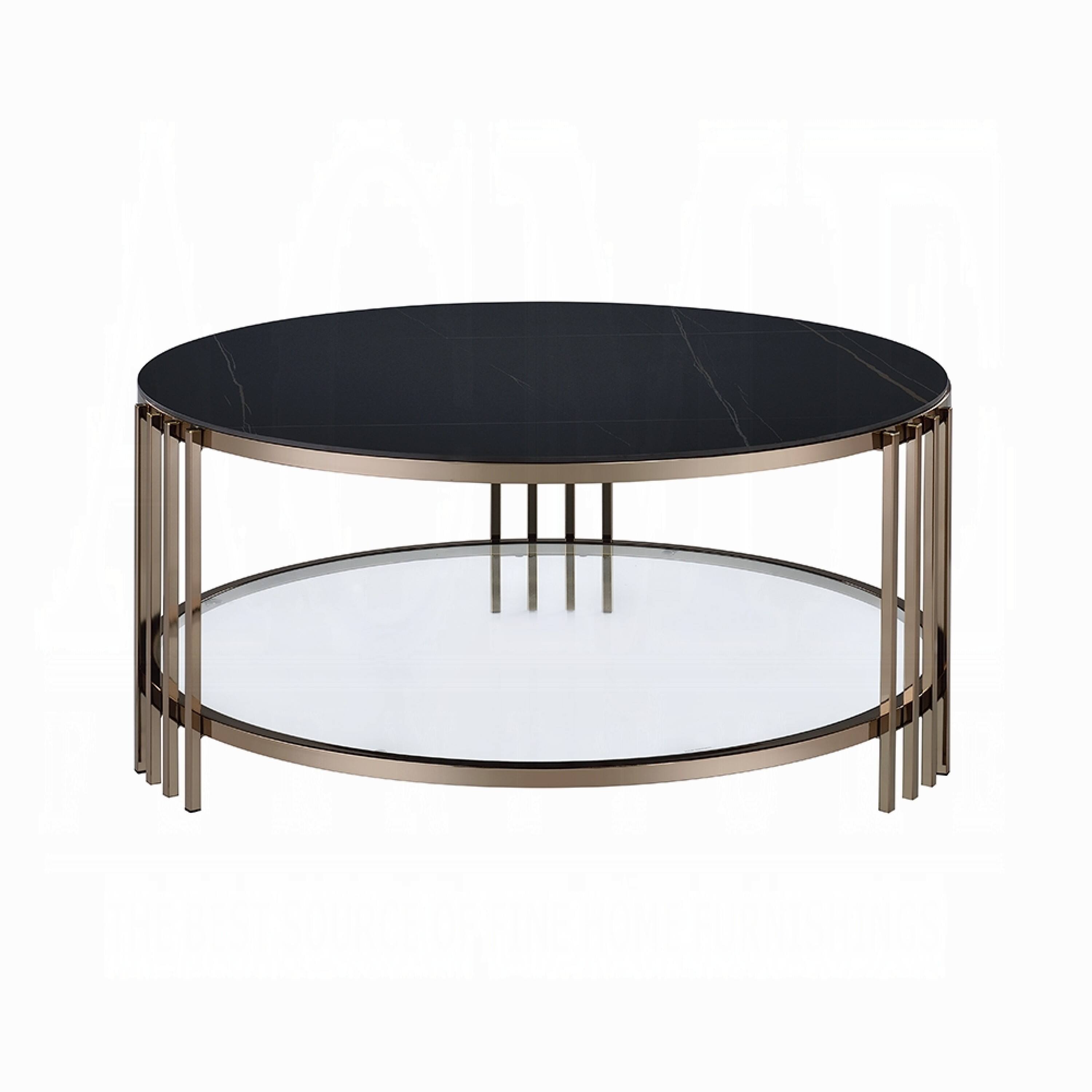 Manhattan Lane Abio Coffee Table, 35 Inch, Round Sintered Stone Top ...