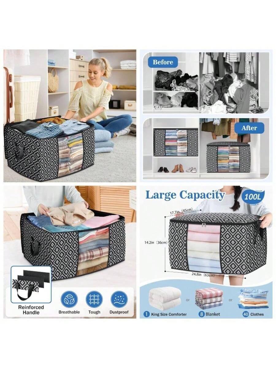 Live At Space Direct 100L, 3 Pack, Storage Containers, Large Clothes ...