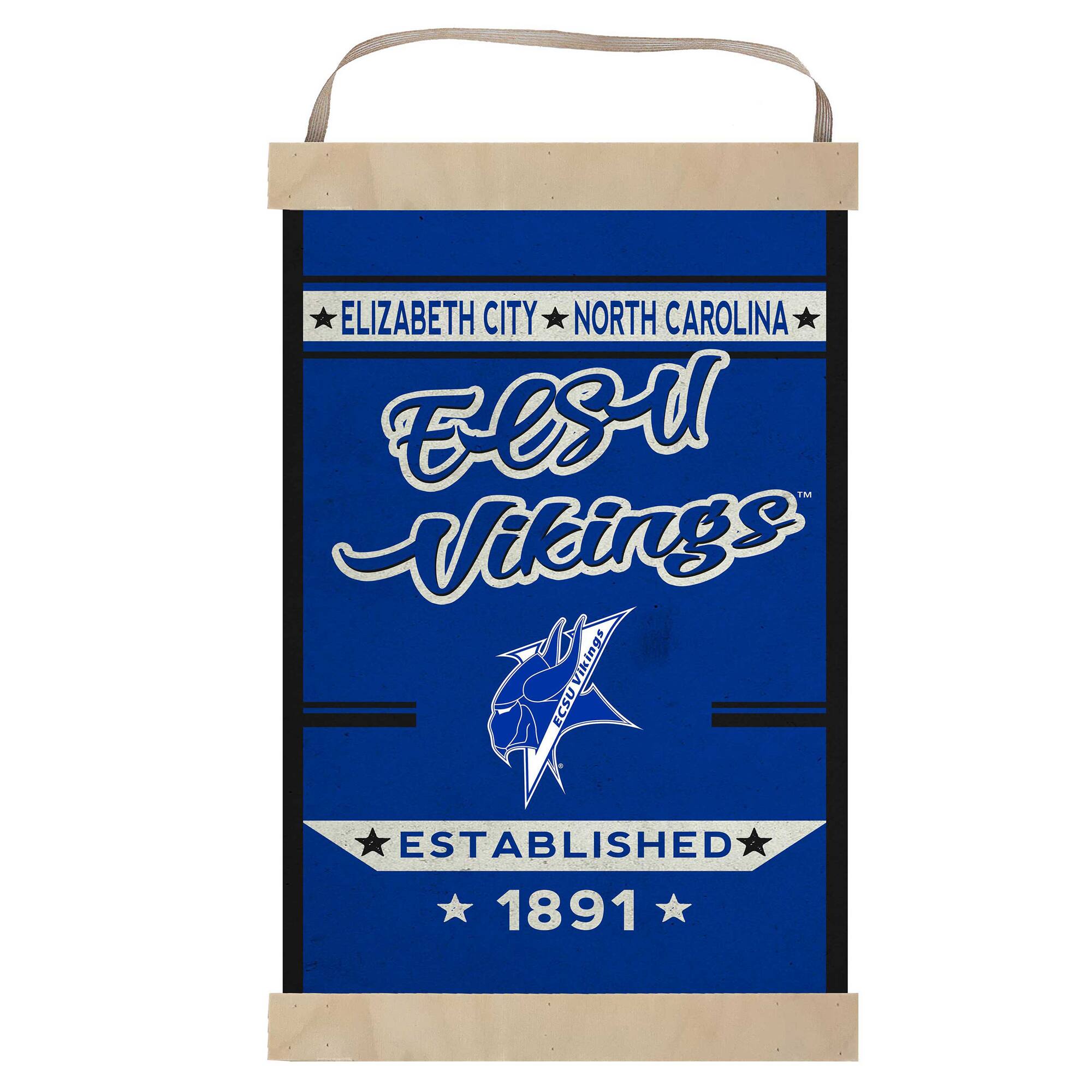 Jardine ECSU Vikings 12" x 20" Faux Rust Banner Sign Blue 5112484 ...