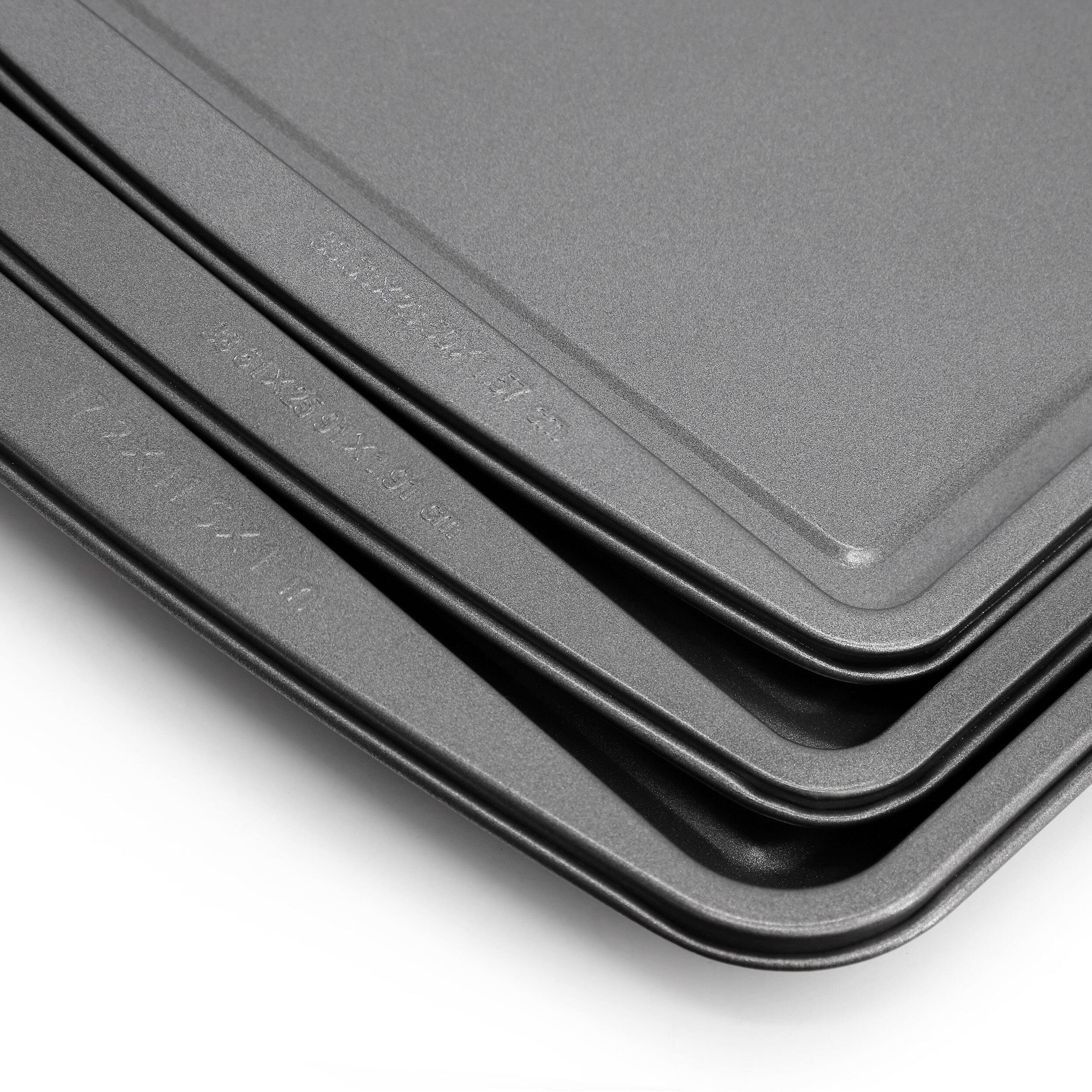 Gibson Home Love To Bake Nonstick Steel Jelly Roll 3 Piece Baking Sheet ...