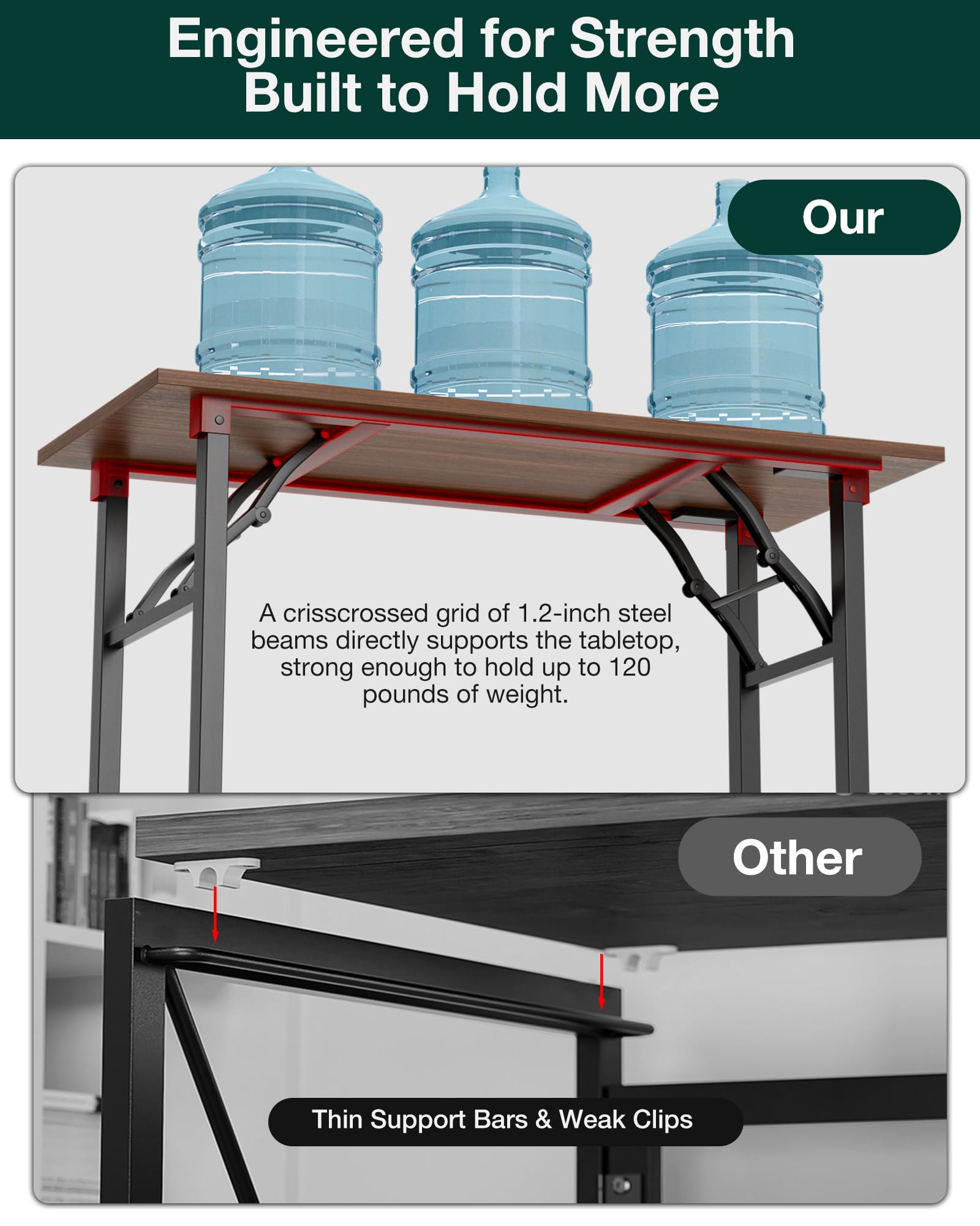 JETRANSPORT Small Folding Computer Desk Portable 35.8 Inch Foldable ...