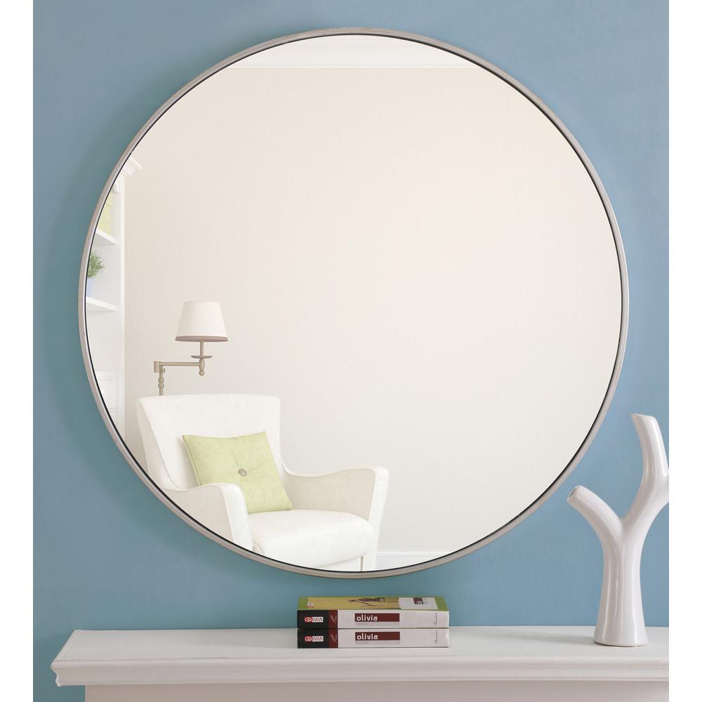 Elegant Decor Metal frame Round Mirror 36 inch finish Silver BG3604789 ...