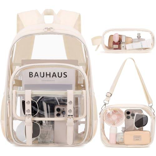 Cozy Serene 3pcs Clear Backpack For Women Heavy Duty Transparent ...