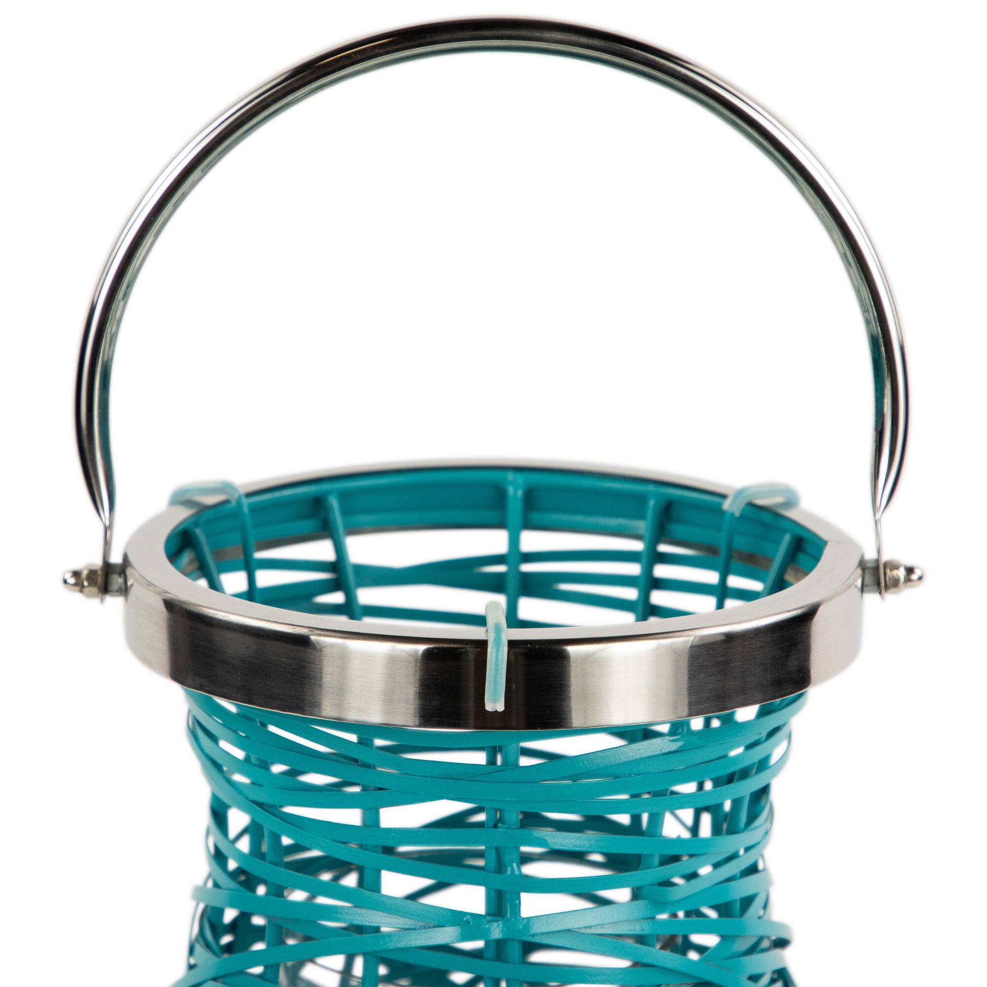Northlight Woven Iron Hurricane Pillar Candle Lantern 13.5" Turquoise ...