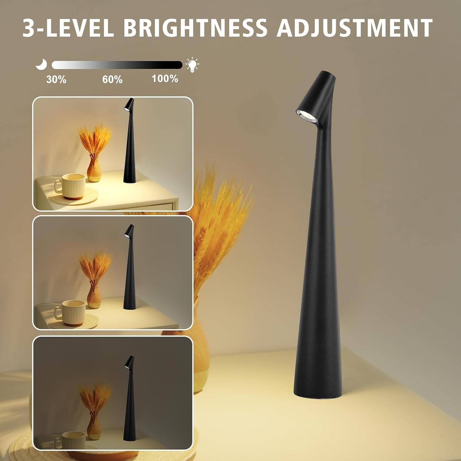 Stamp n Camp Cordless Table Lamps 3 Levels Brightness Portable Desk ...
